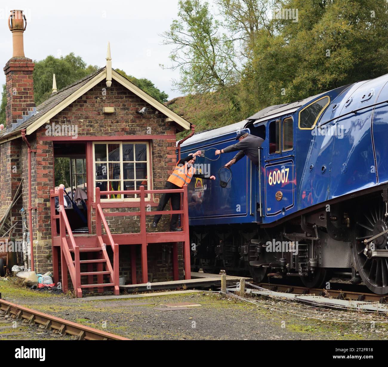 Class A4 Pacific No 60007 Sir Nigel Gresley exchanging the single line ... Class A4 Pacific No 60007 Sir Nigel Gresley exchanging the single line ...