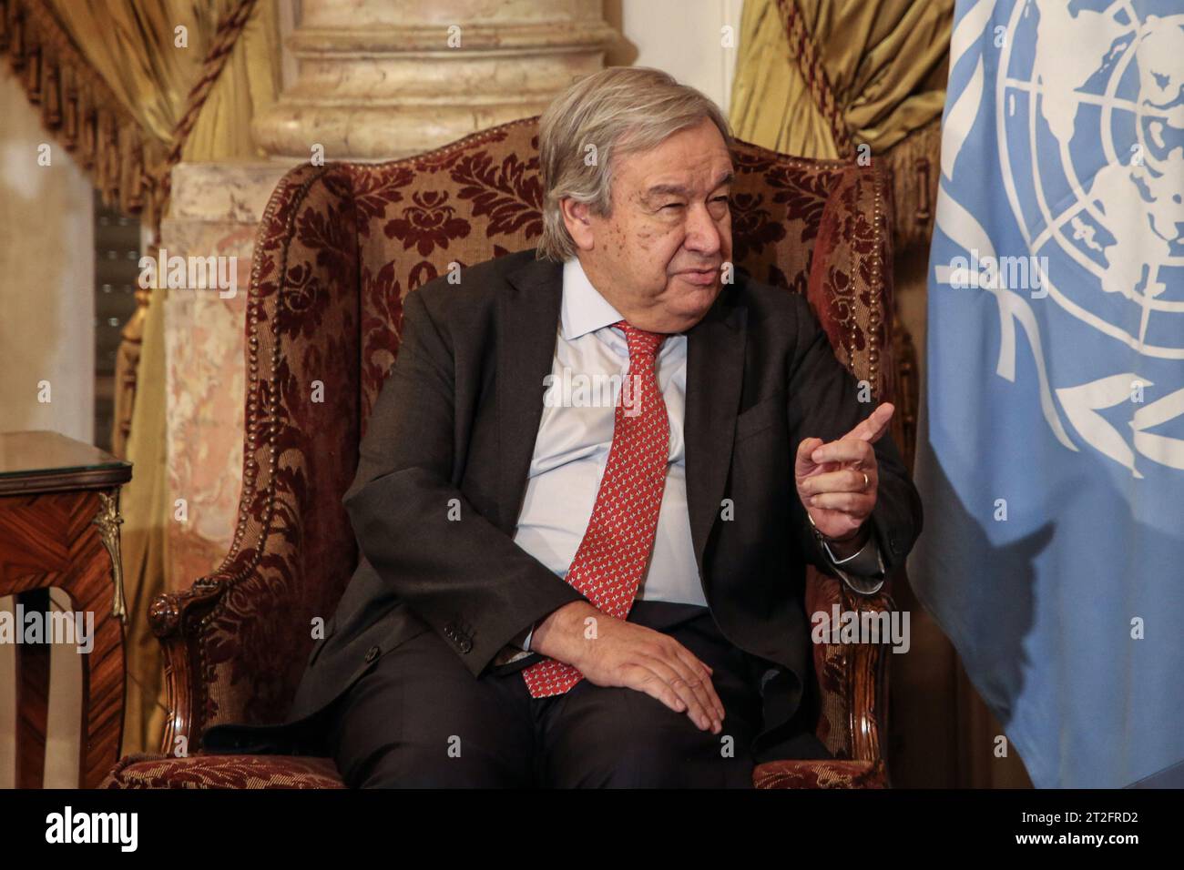 Cairo, Egypt. 19th Oct, 2023. UN Secretary-General Antonio Guterres ...