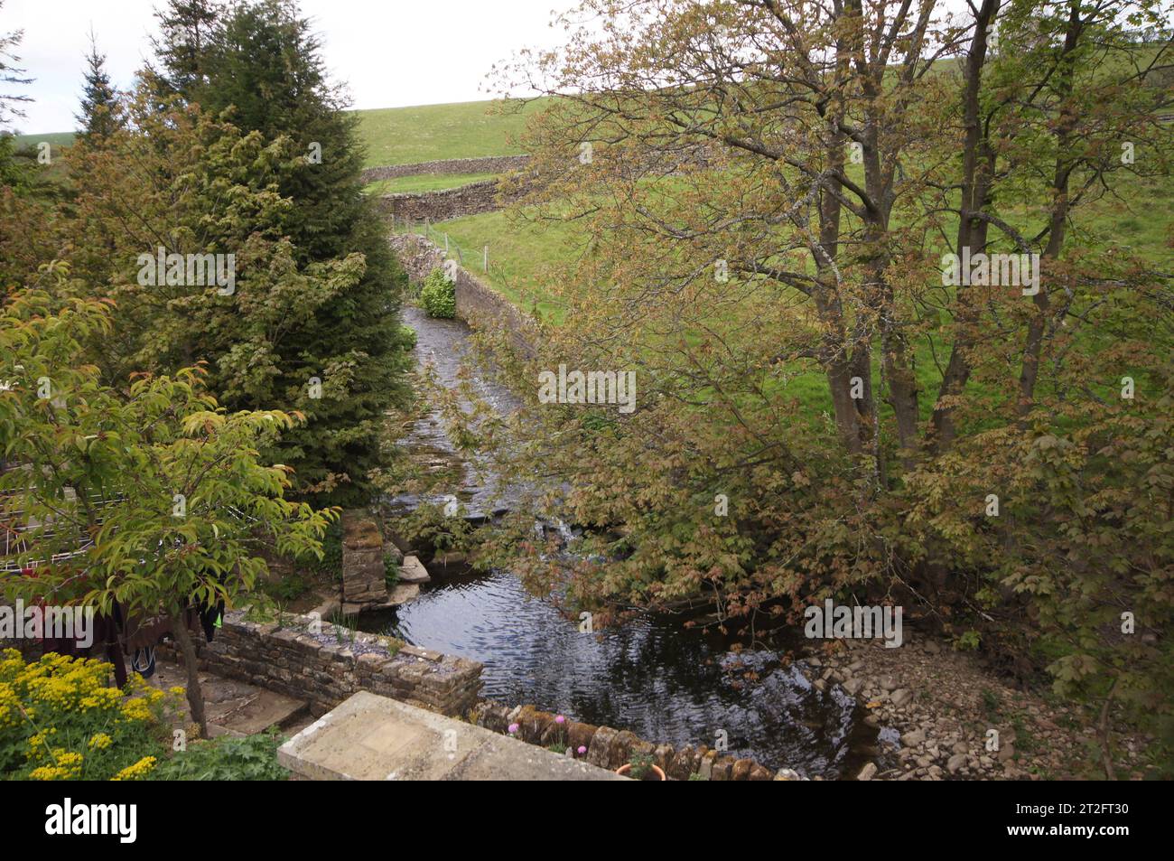 The sluice outlet of the Dam, Lothersdale in North Yorkshire, England ...
