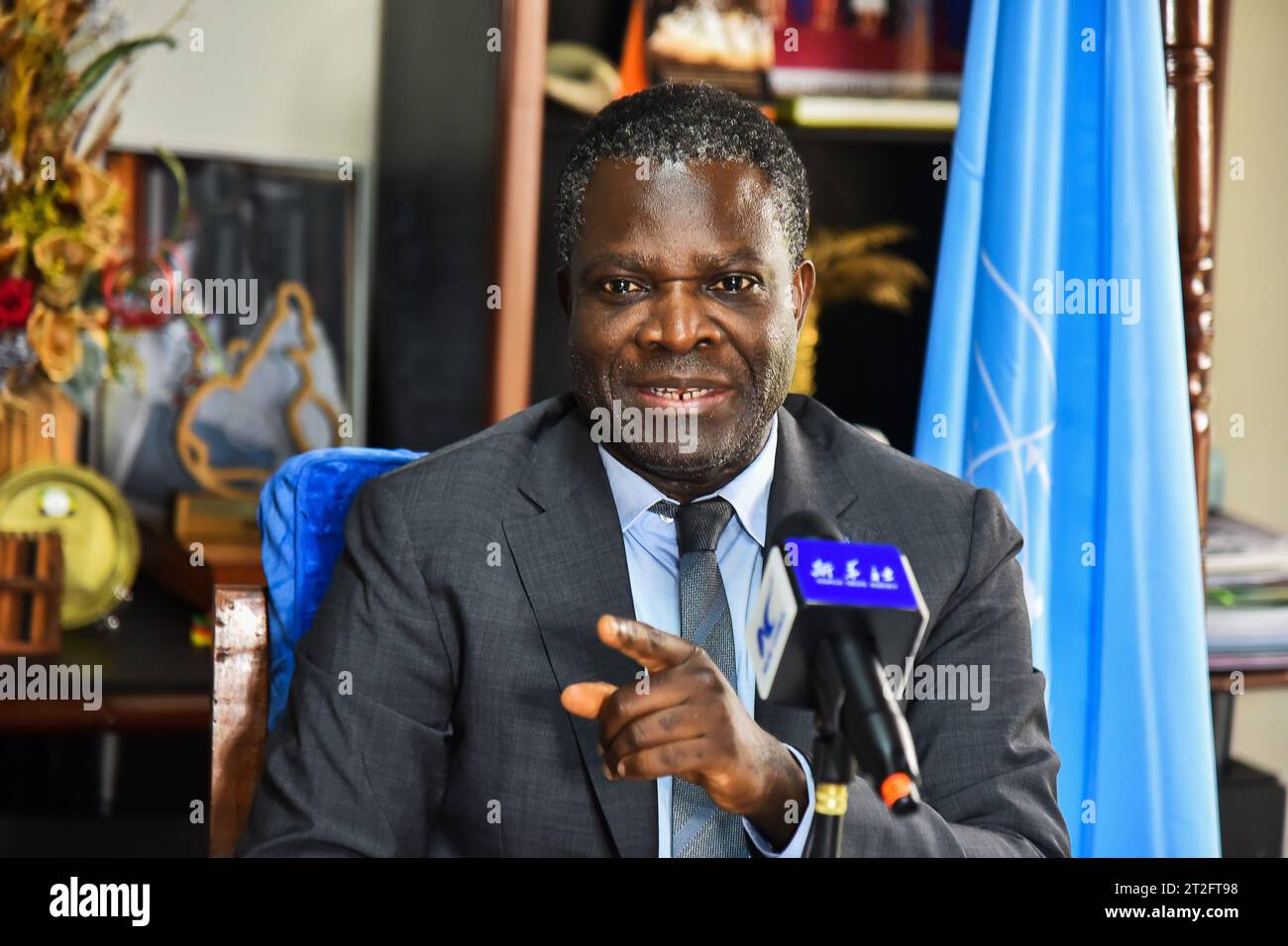 Yaounde, Cameroon. 13th Oct, 2023. Raymond Tavares, a representative in ...