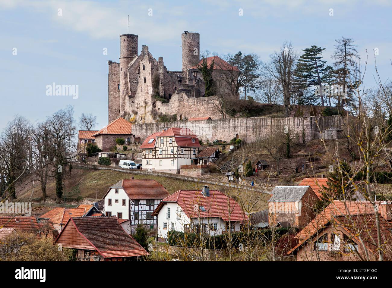 Ruins of Hanstein Castle, near Bornhagen, Eichsfeld, Thuringia, Germany ...