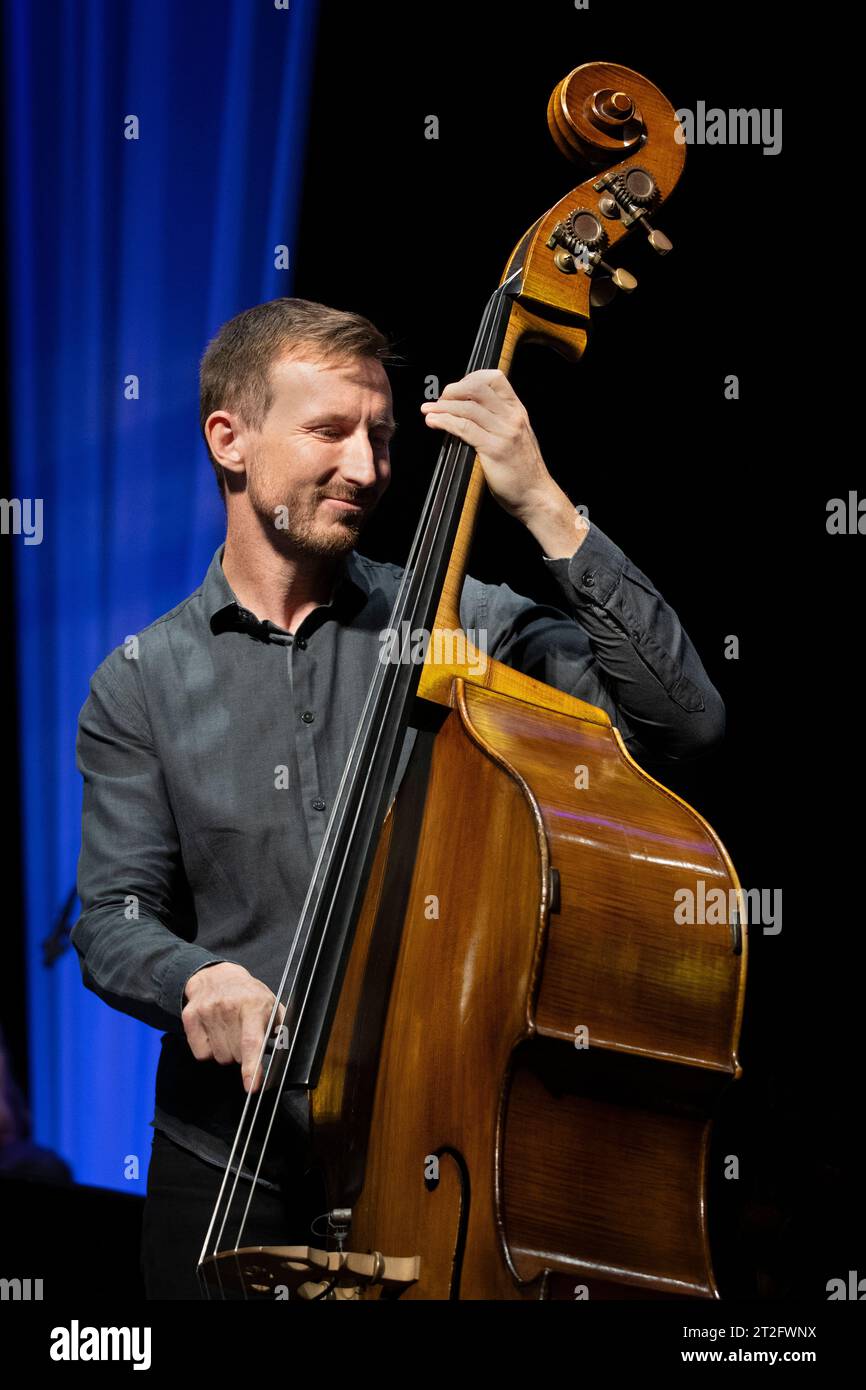 Tom Farmer playing double-bass with Ive Neame's Dodeka, Scarborough ...