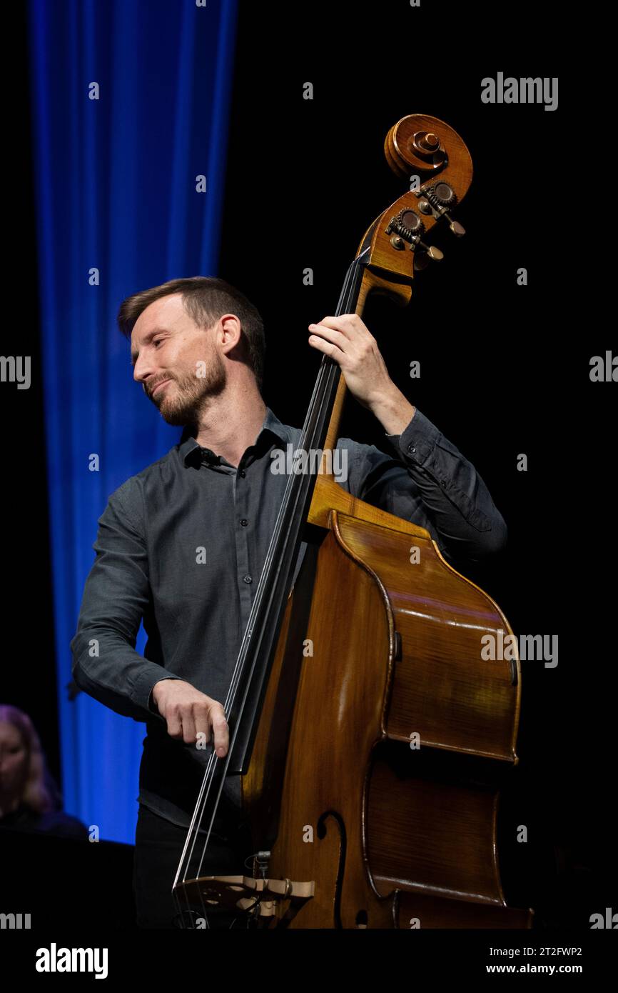 Tom Farmer playing double-bass with Ive Neame's Dodeka, Scarborough ...