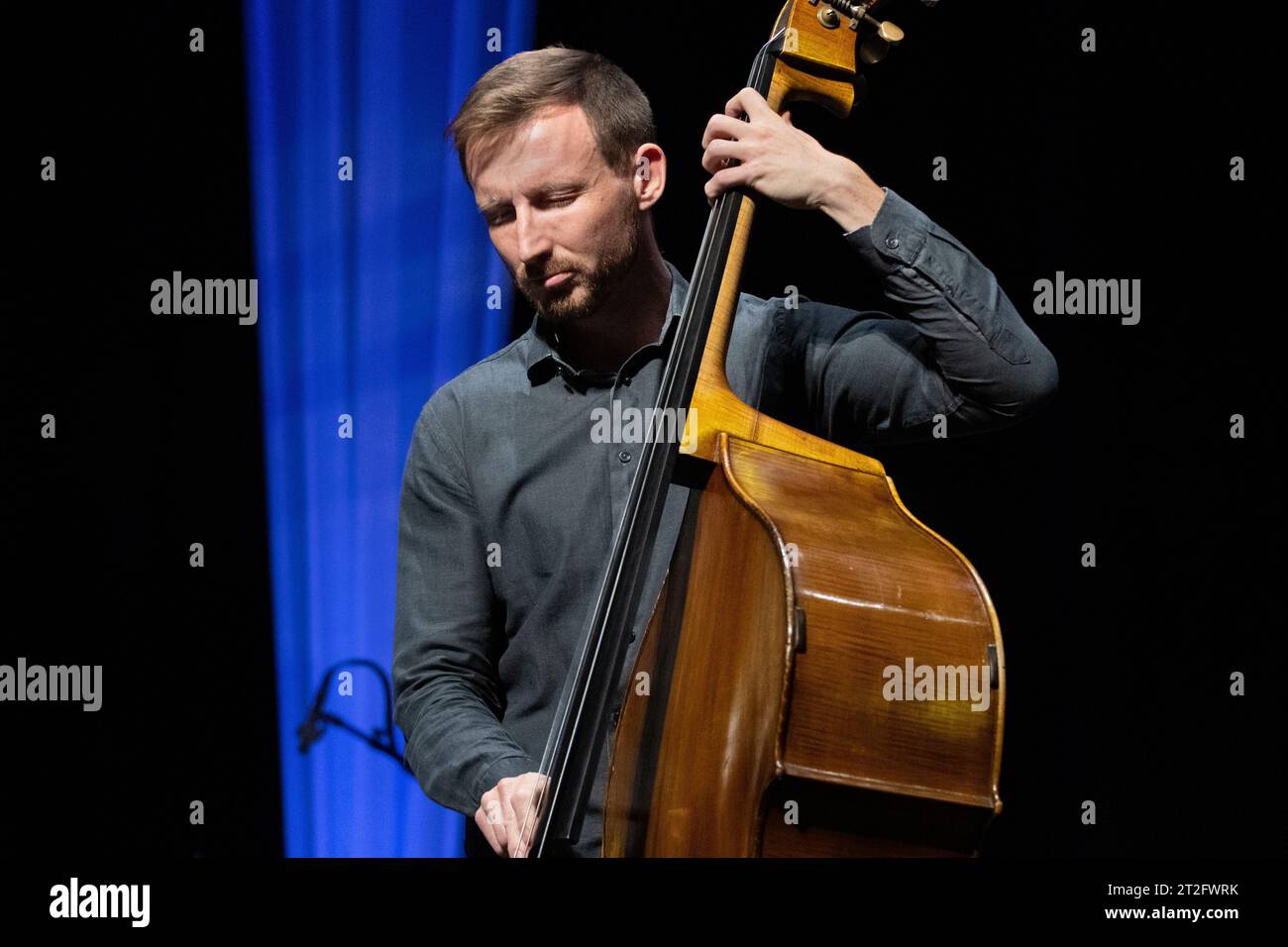 Tom Farmer playing double-bass with Ive Neame's Dodeka, Scarborough ...