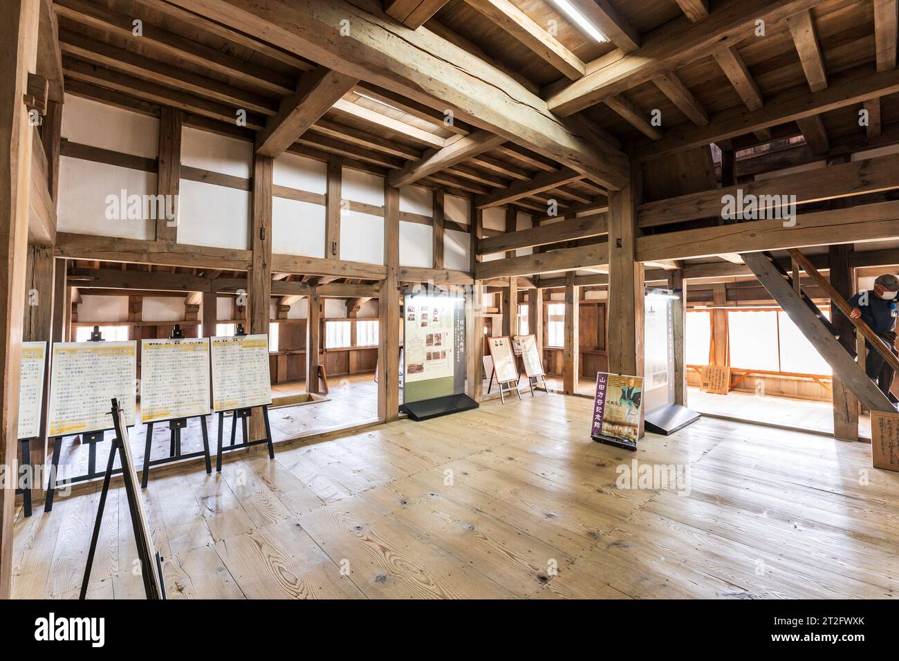 Interior of the castle keep at Bitchu Matsuyama castle. The first floor ...