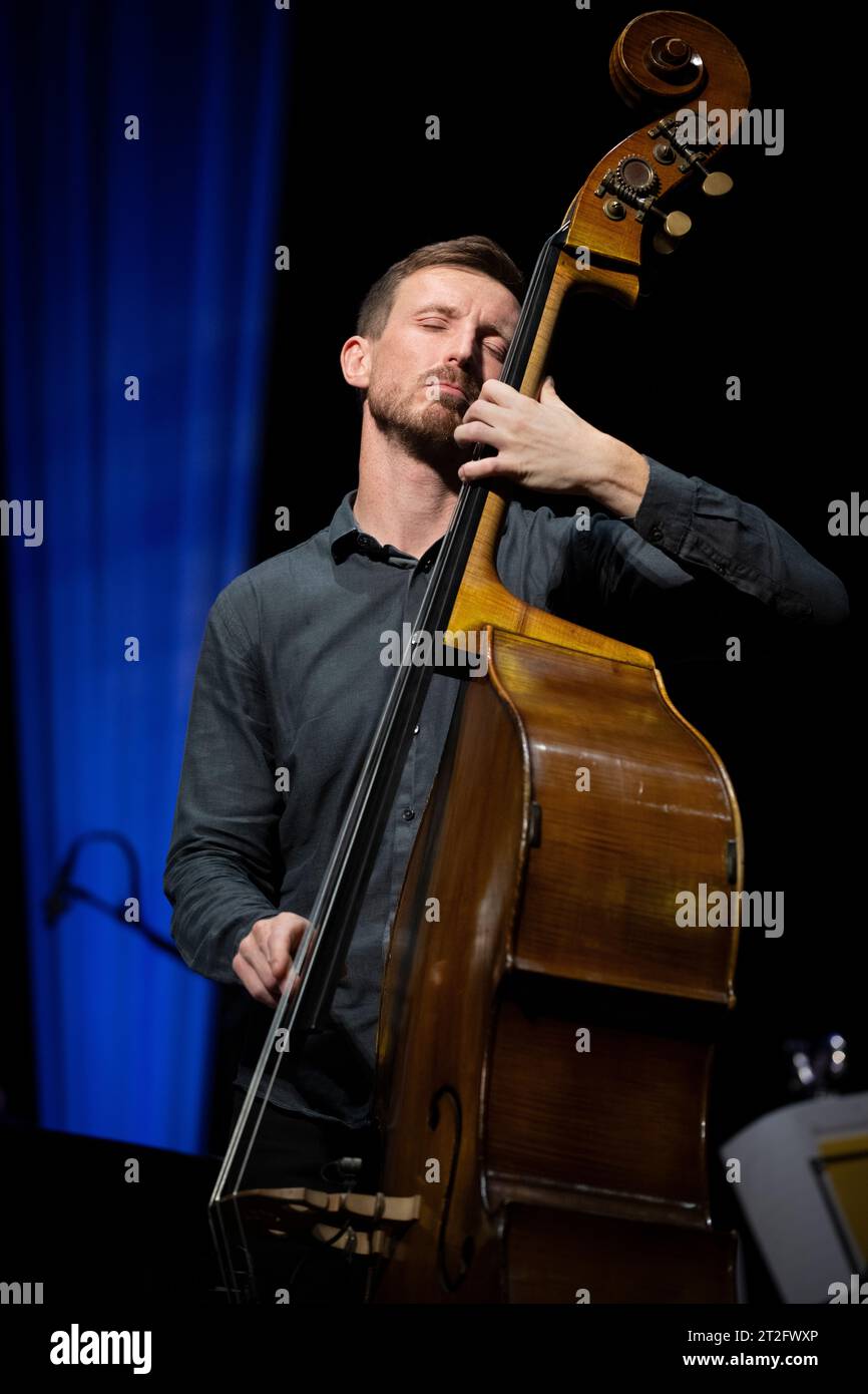 Tom Farmer playing double-bass with Ive Neame's Dodeka, Scarborough ...