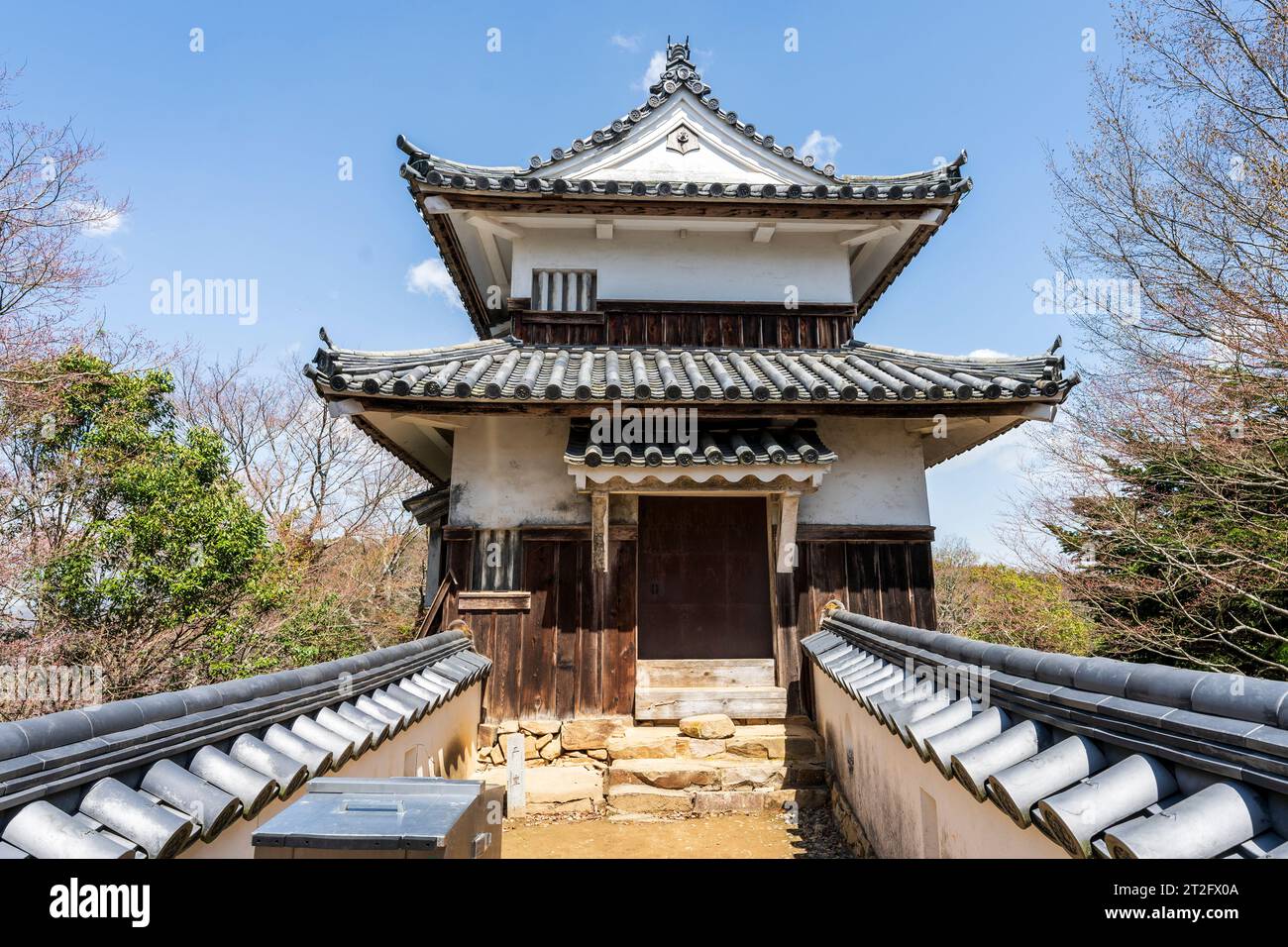 Bitchu Matsuyama mountain top castle in Japan. The Niju yagura, turret ...