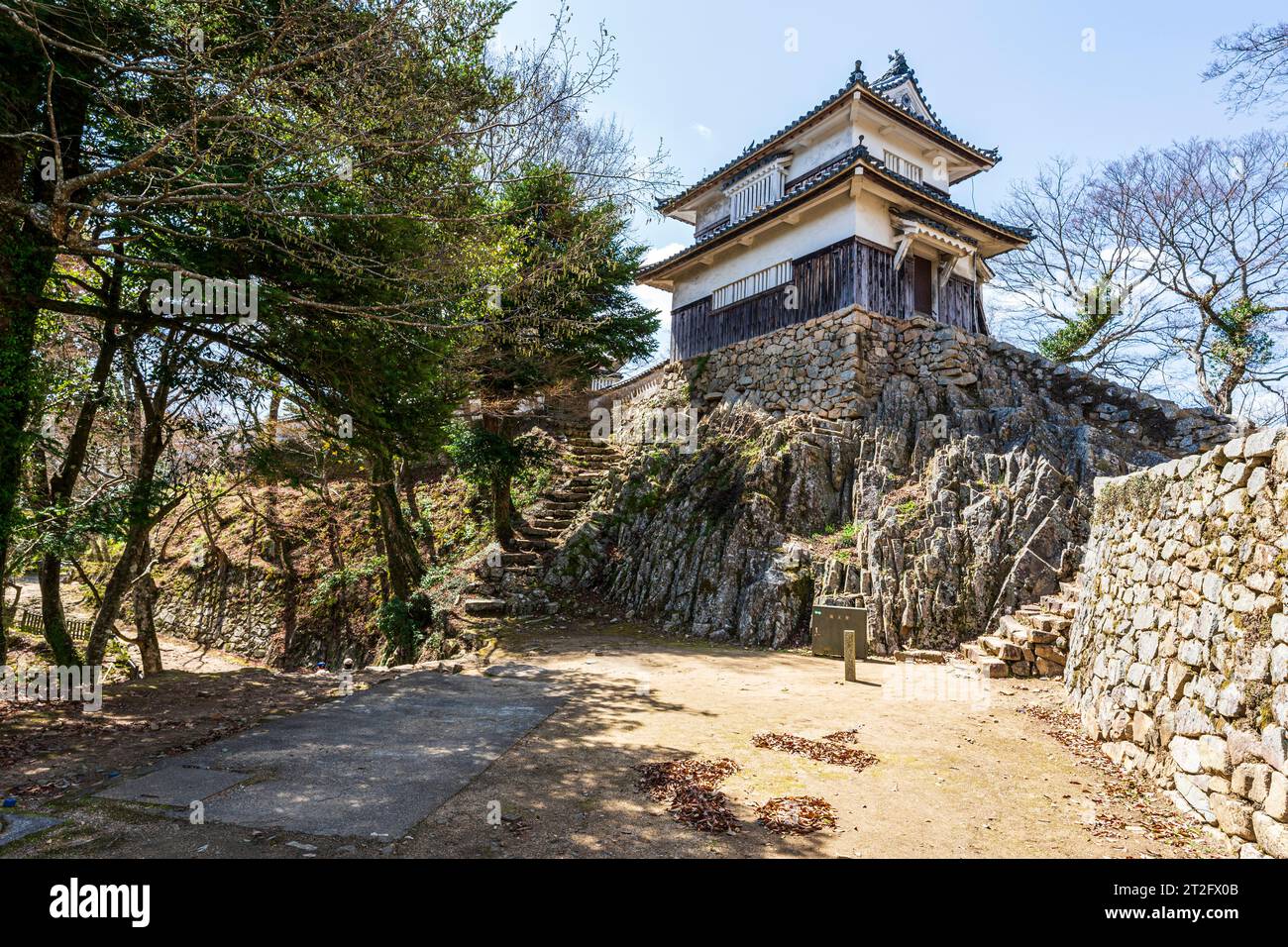 The Niju yagura, turret, built on top of a rocky granite outcrop at ...