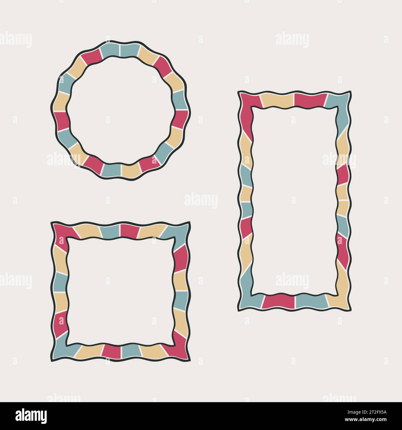 Frames, festive border Set. Hand drawn paint brush wave line strokes ...