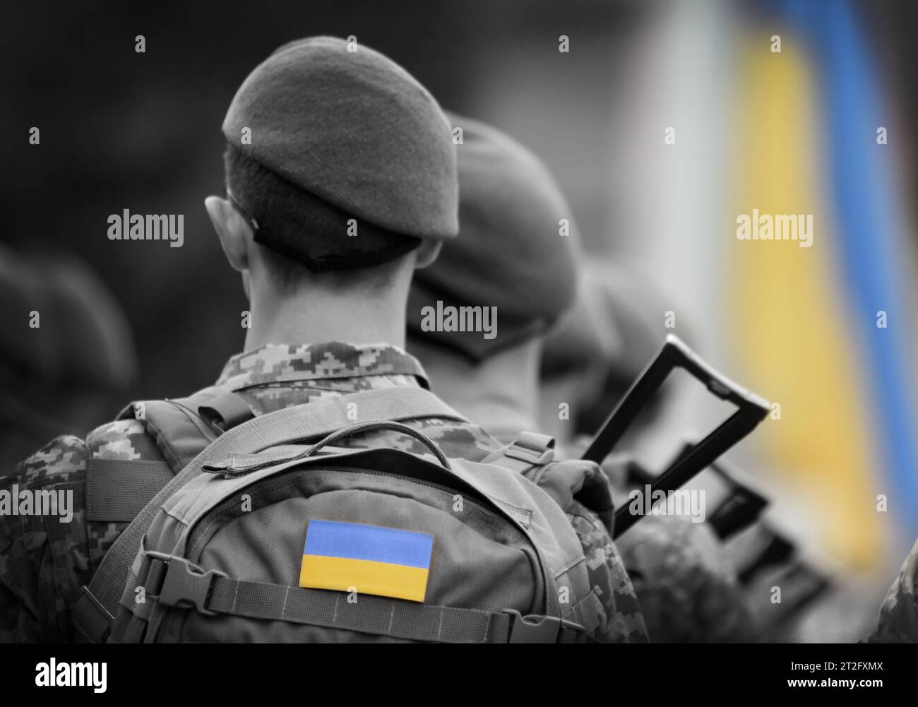 Ukrainian soldier. Ukrainian in army. Ukrainian flag on military ...