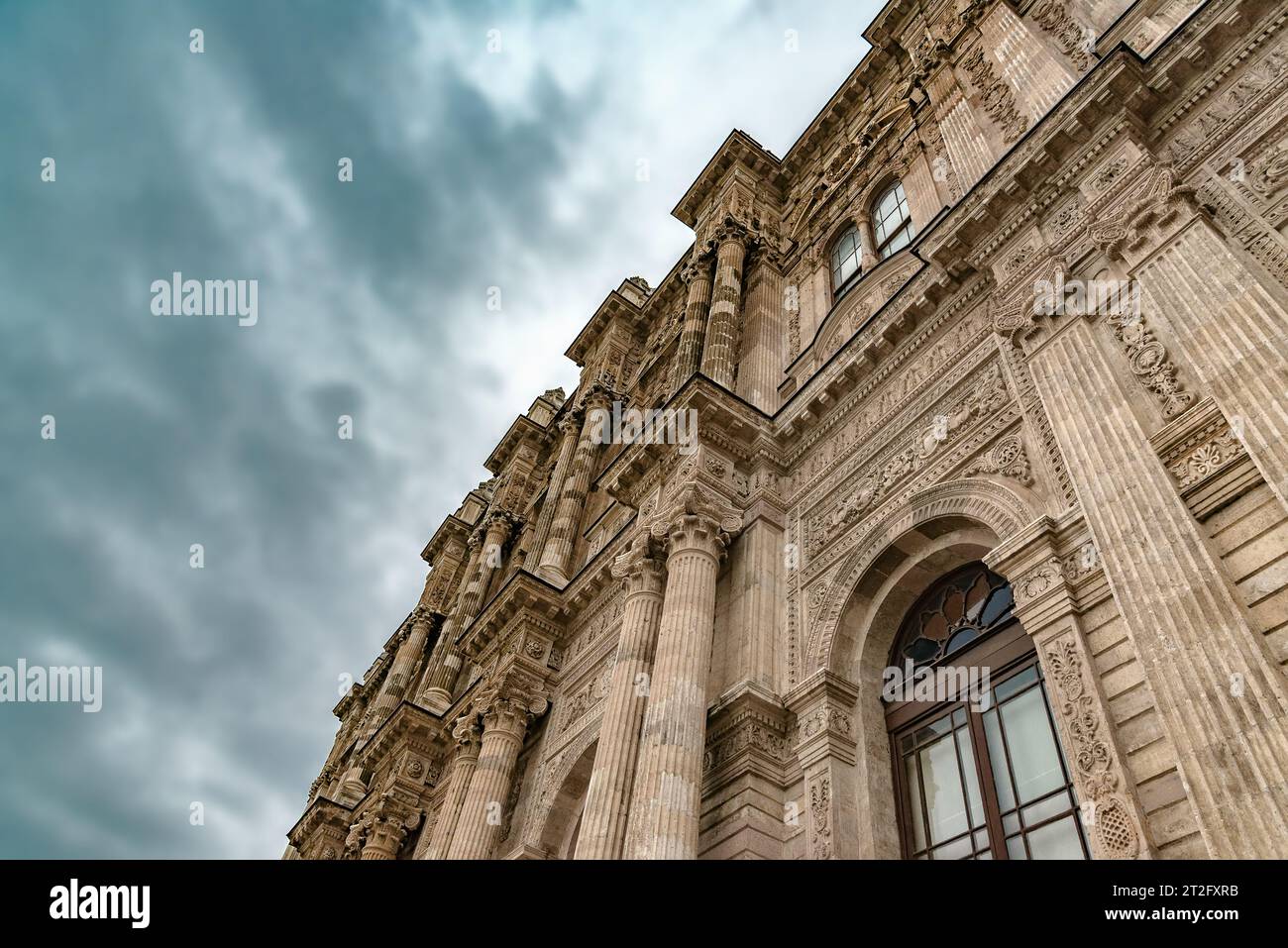 Facade with columns of Dolmabahce Palace. Istanbul. Turkey Stock Photo ...