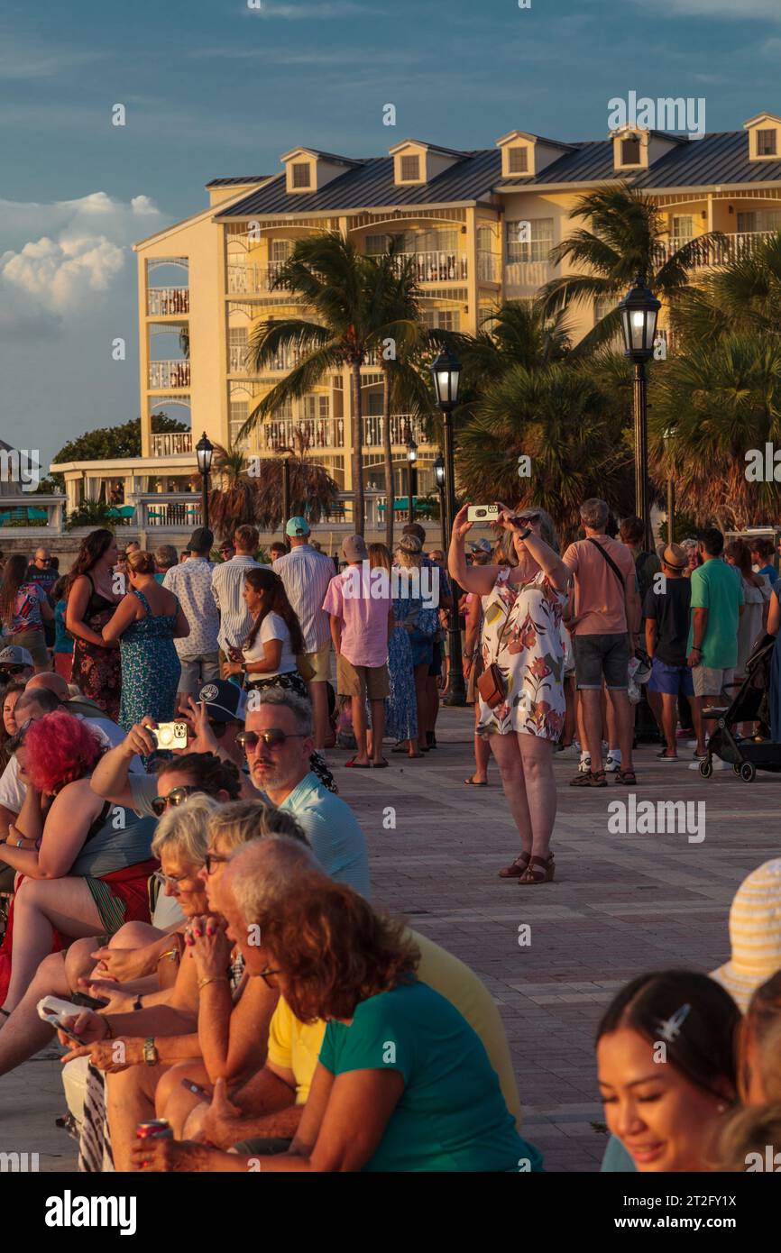 Mallory Square, Key West, Florida, USA: tourists and locals regularly gather to witness ...