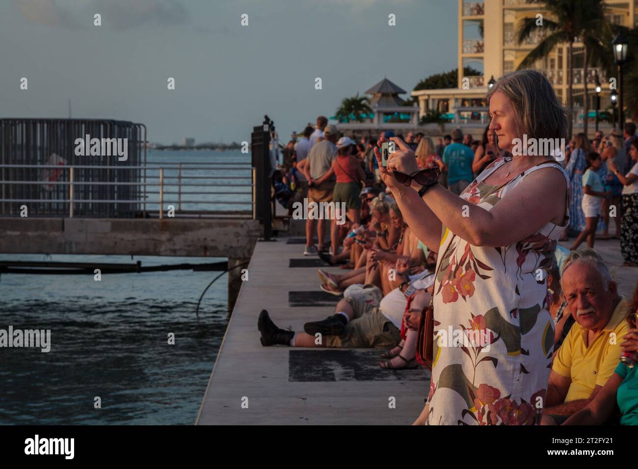Mallory Square, Key West, Florida, USA: tourists and locals regularly ...
