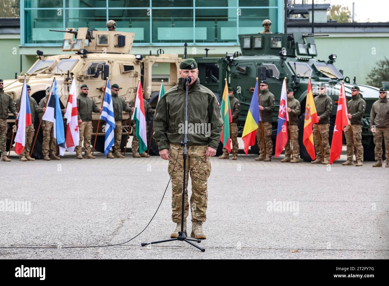 General Slawomir Drumowicz of Poland speaks during the ceremony of ...