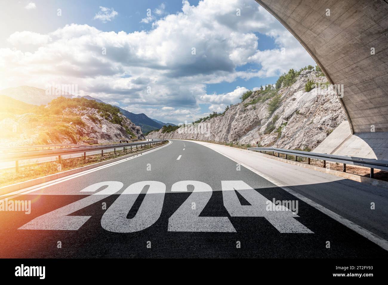 Empty road asphalt and New year 2024 concept Stock Photo - Alamy