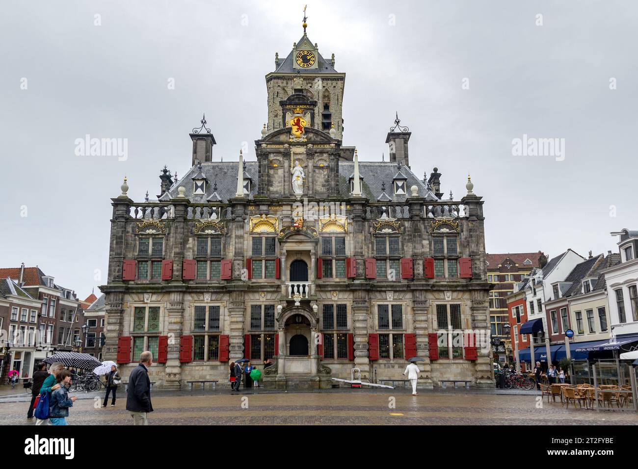 DELFT, NETHERLANDS - MAY 8, 2013: This building is the old town hall in ...