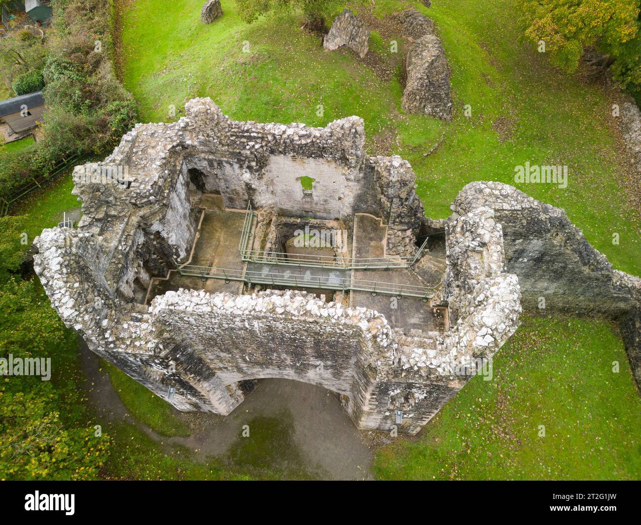 Aerial view of St Quentin's Castle or St Quintins Castle , Llanblethian ...