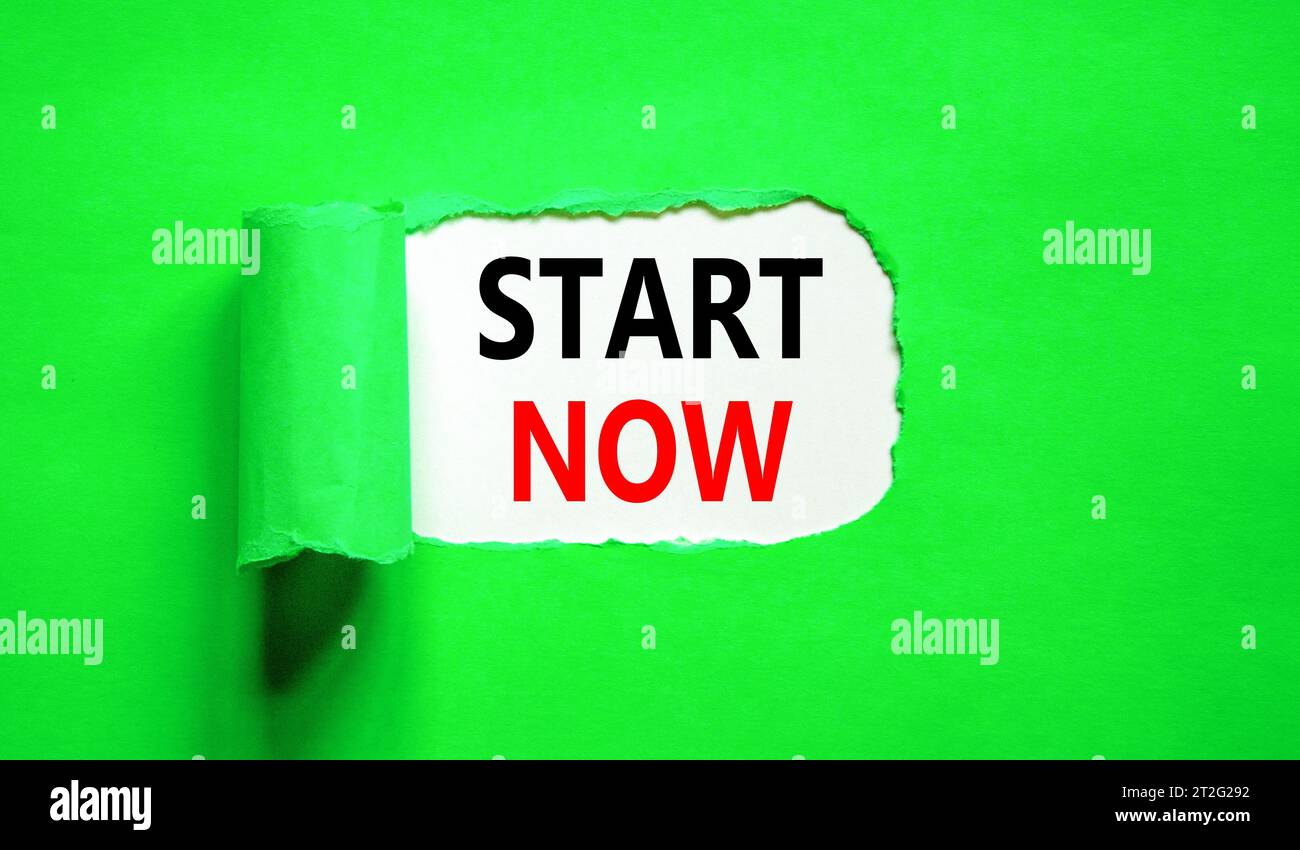 Start now symbol. Concept words Start now on beautiful white paper ...