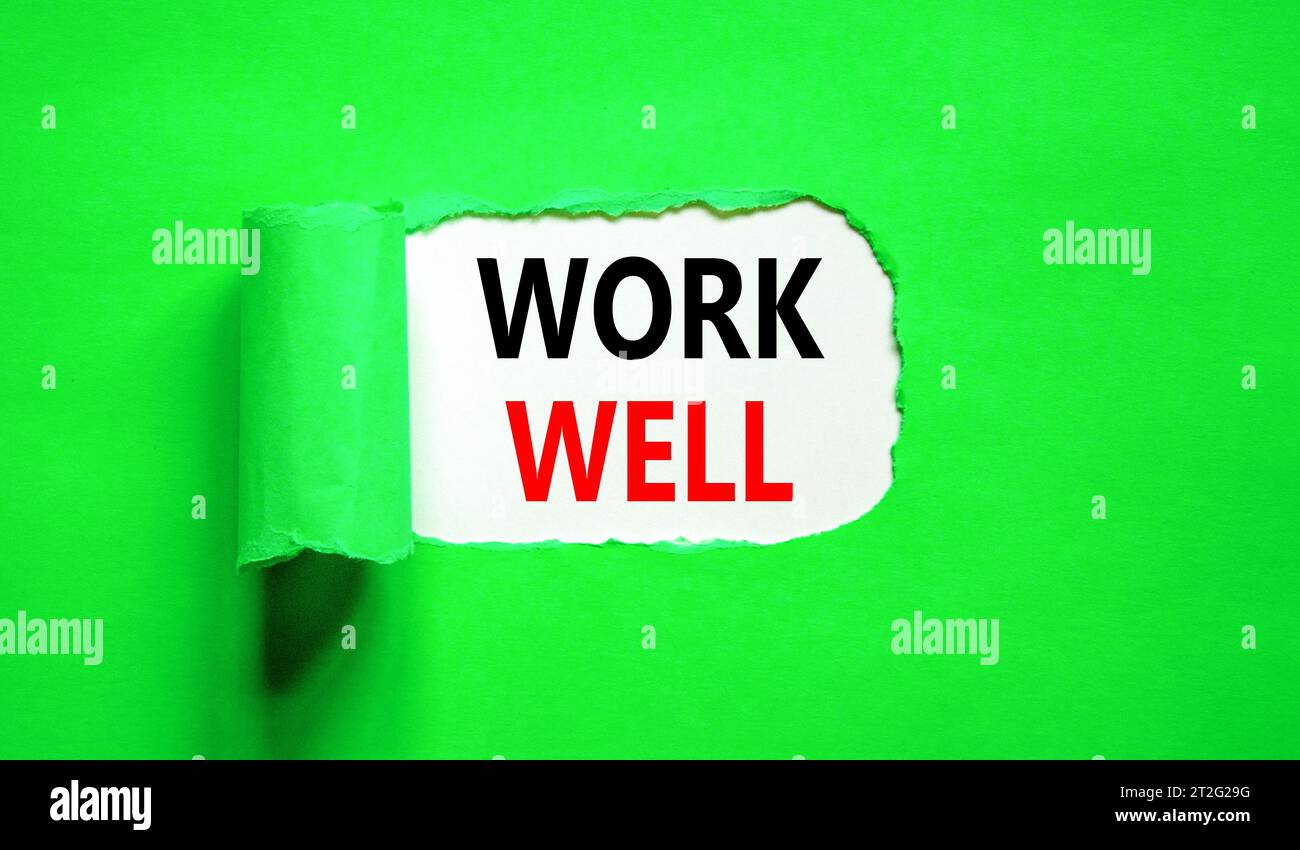Work well symbol. Concept words Work well on beautiful white paper ...