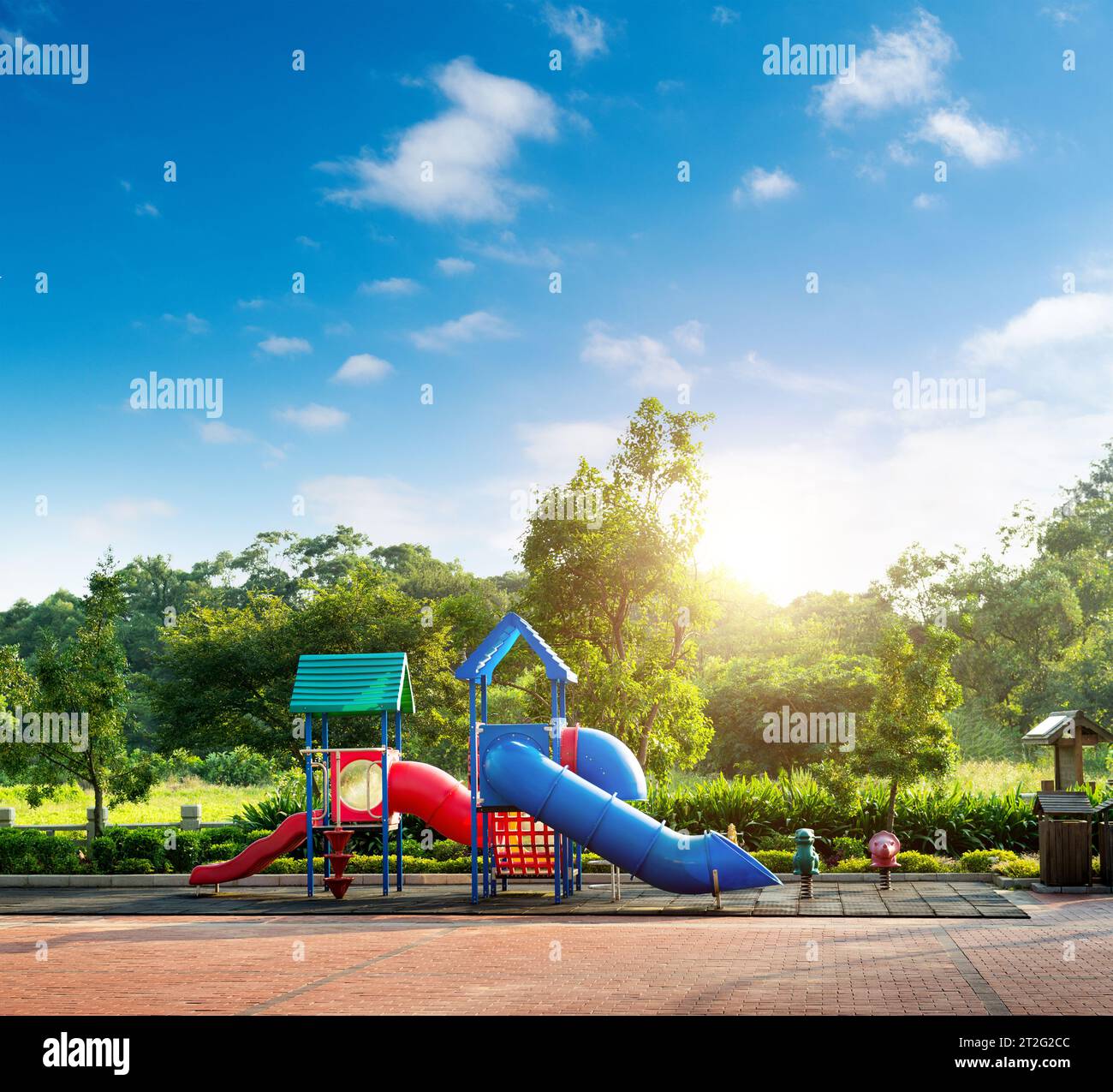 Outdoor colorful children playground in summer Stock Photo - Alamy