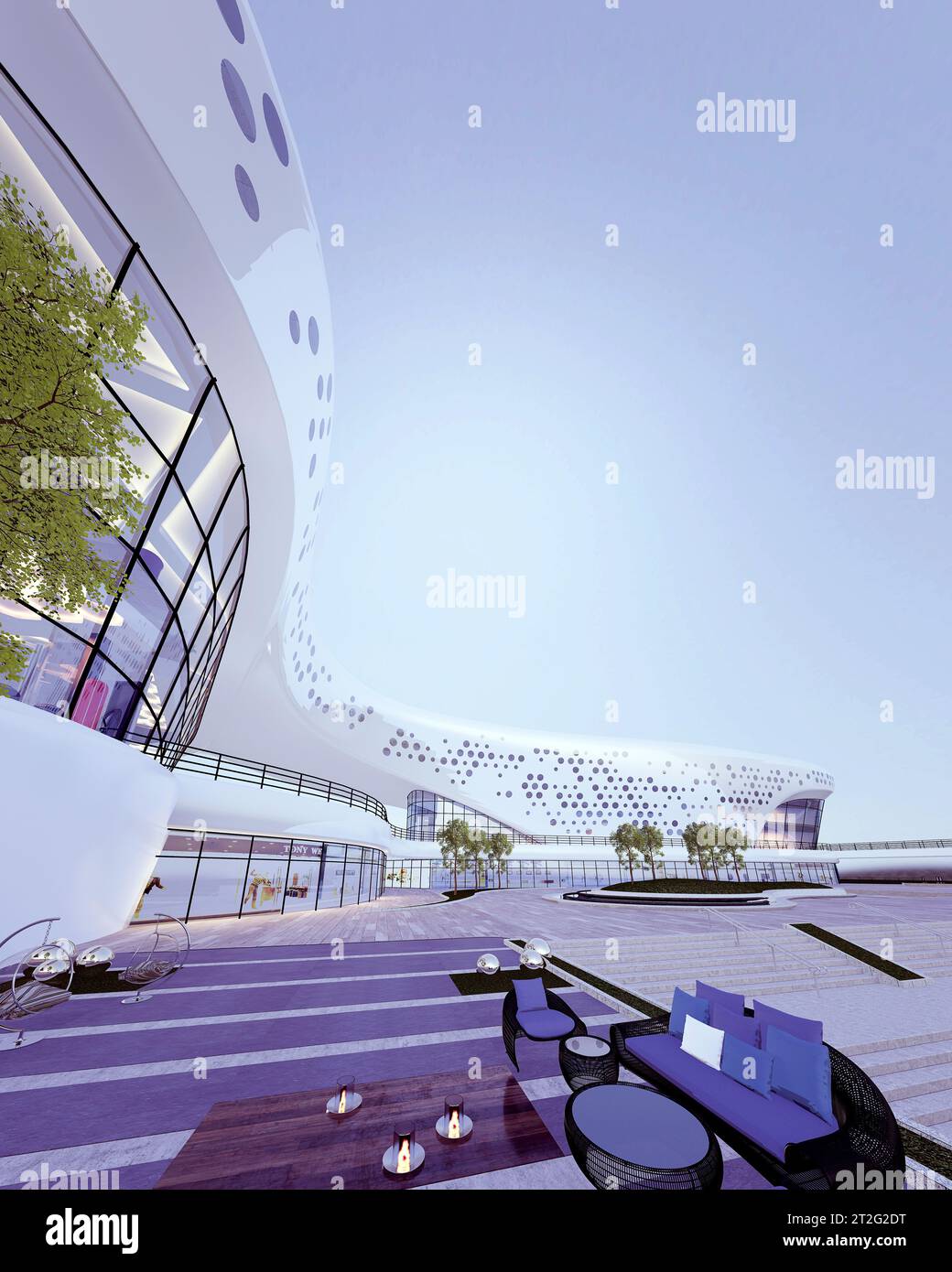 Modern shopping mall exterior view, 3d rendering Stock Photo - Alamy