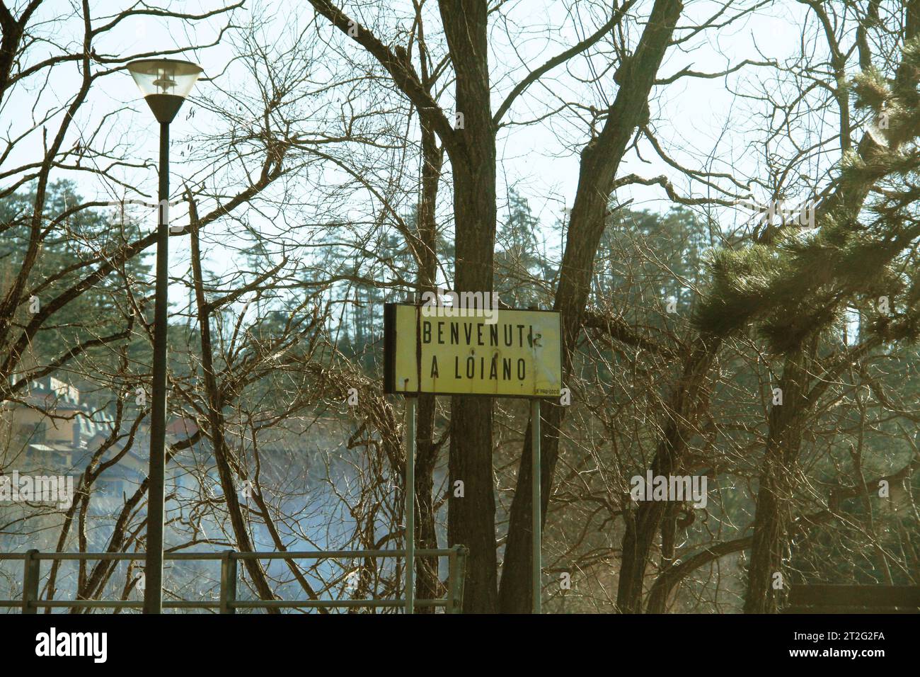Entrance sign in the town of Loiano, Emilia-Romagna, Italy Stock Photo ...
