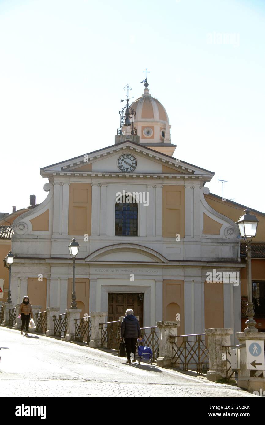 Loiano, Italy. Exterior view of the Church of Saint James and Saint ...