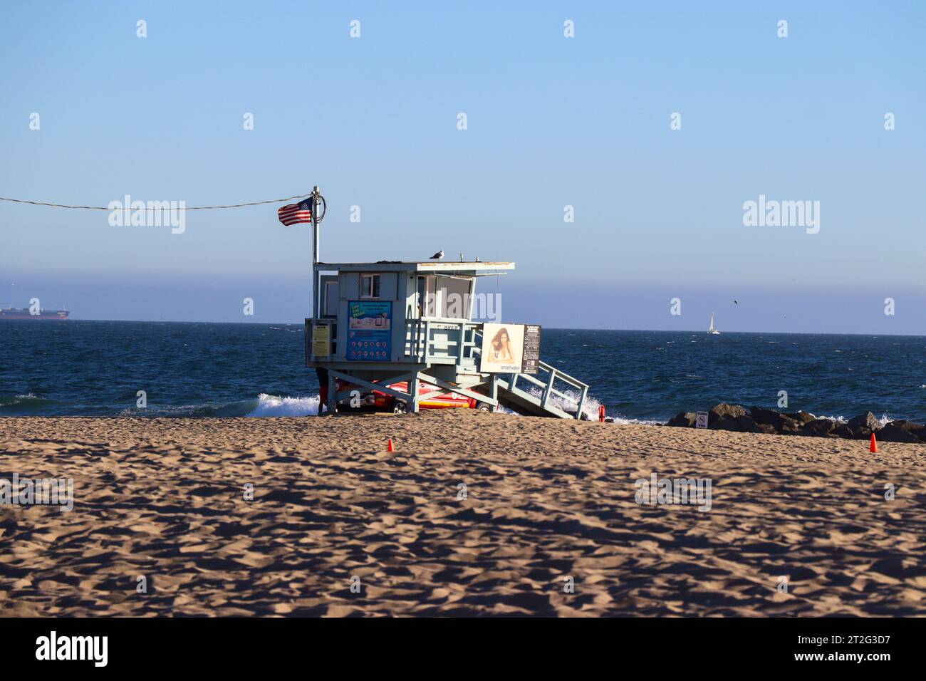 A photo of a lifeguard tower during a sunset in on Venice Beach in Los ...