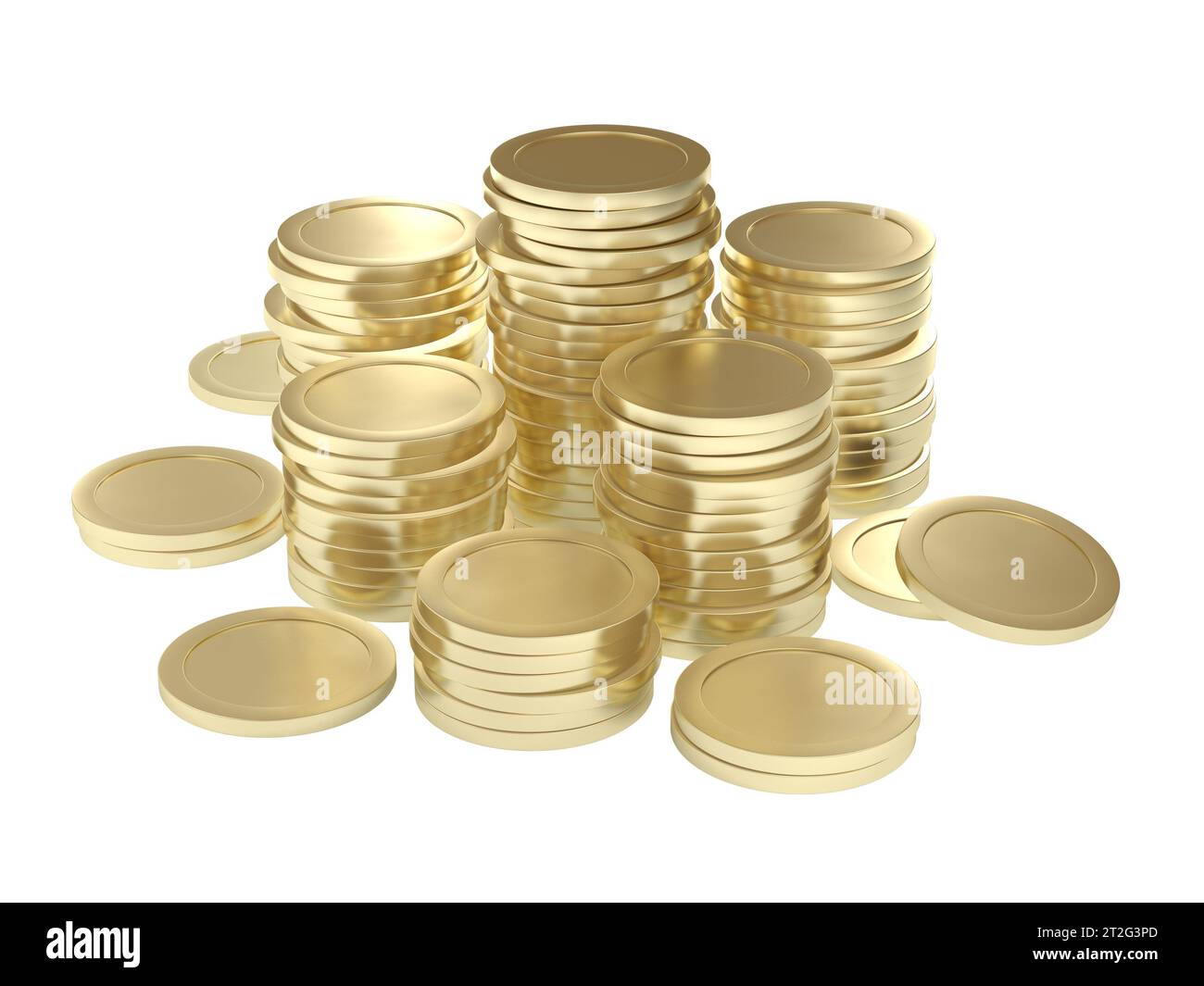 Blank gold coins isolated on white background. 3d illustration Stock ...