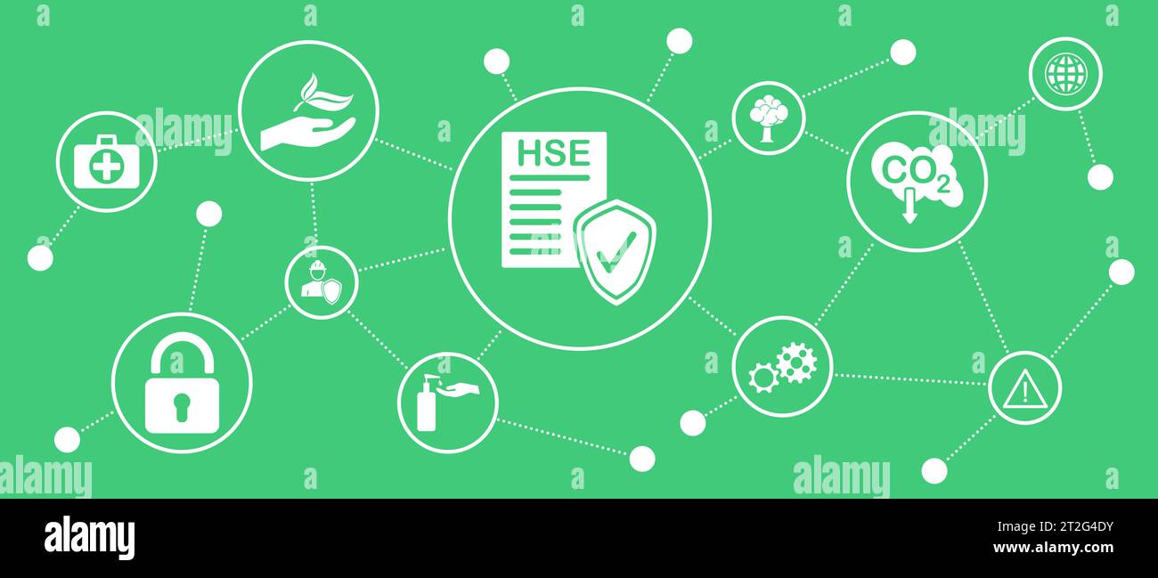 Concept of hse with connected icons Stock Photo - Alamy
