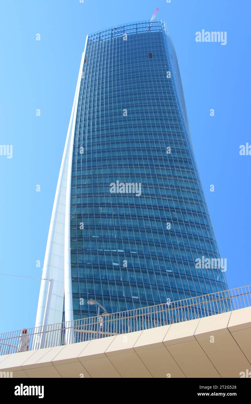 Milan, Italy. View of Hadid tower from Tre Torri square inside the new ...