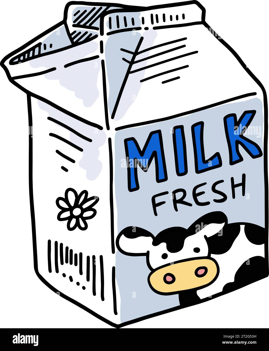 Box Of Milk Cartoon Doodle Lineart Isolated In White Background Stock ...