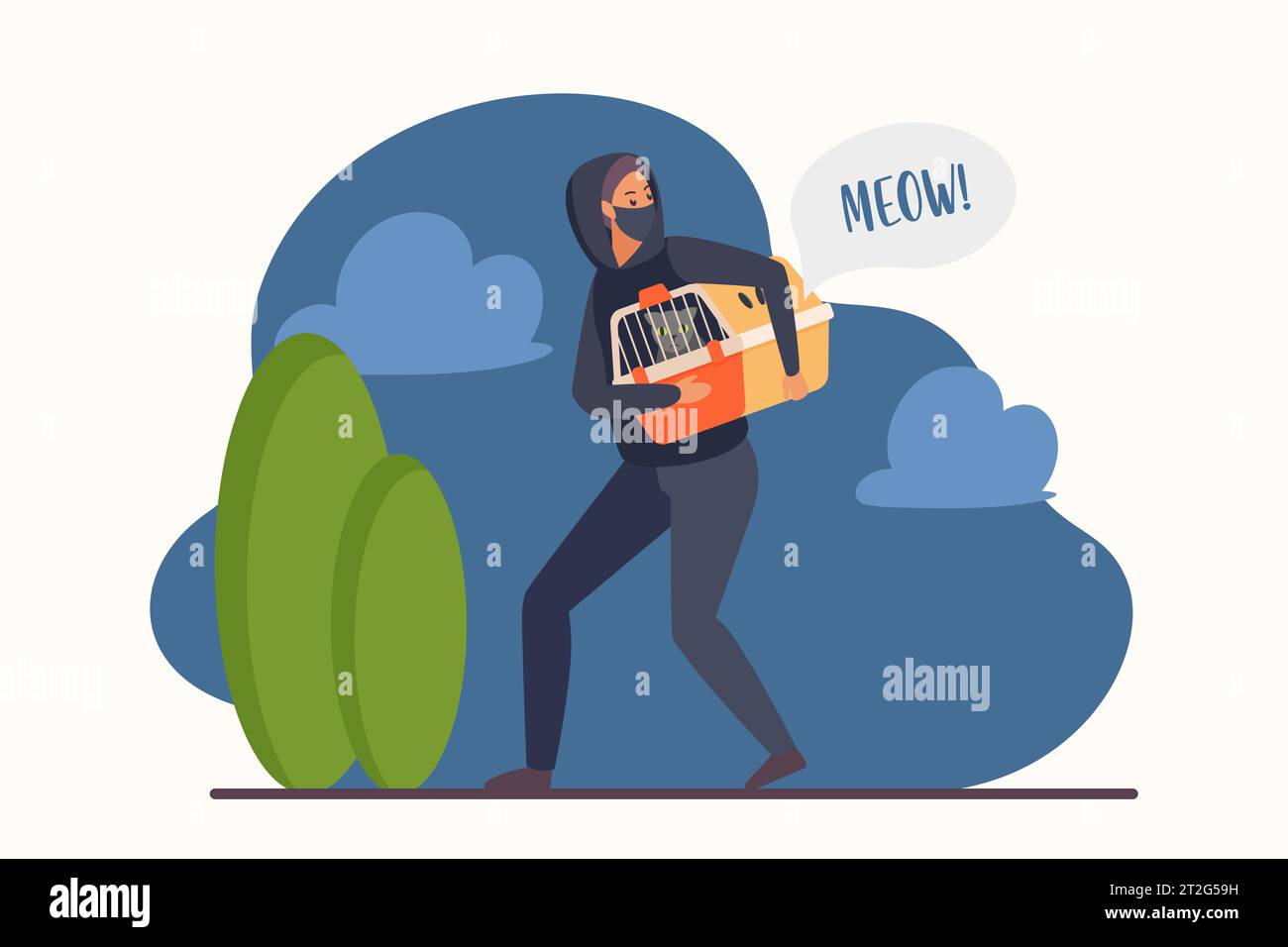 Thief stealing pet vector illustration. Cartoon male burglar character ...