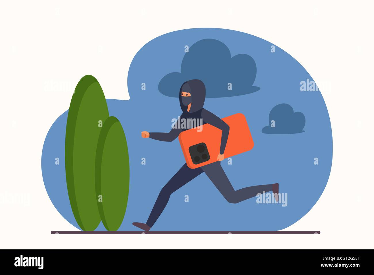 Cartoon hacker man on smartphone Cut Out Stock Images & Pictures - Alamy