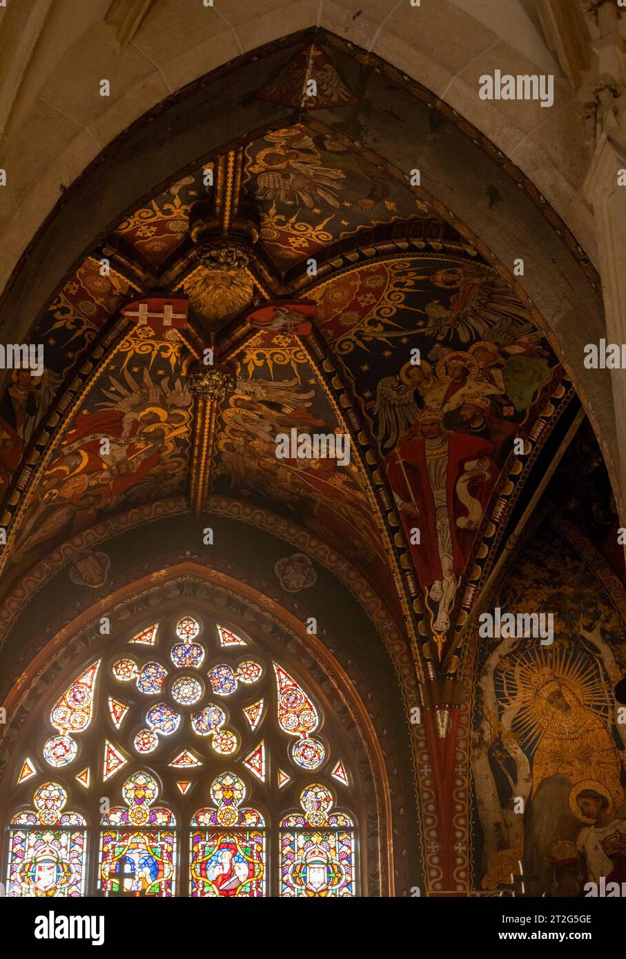 painted vaulting of Queen Sophia's chapel, Wawel Cathedral, Krakow ...