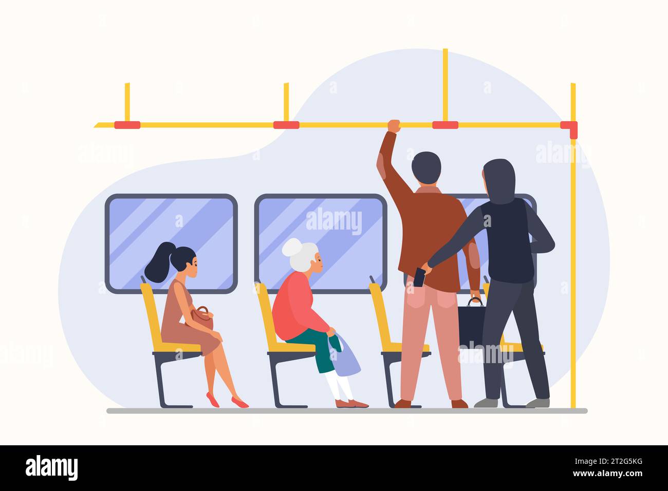 Passengers standing on subway Cut Out Stock Images & Pictures - Alamy