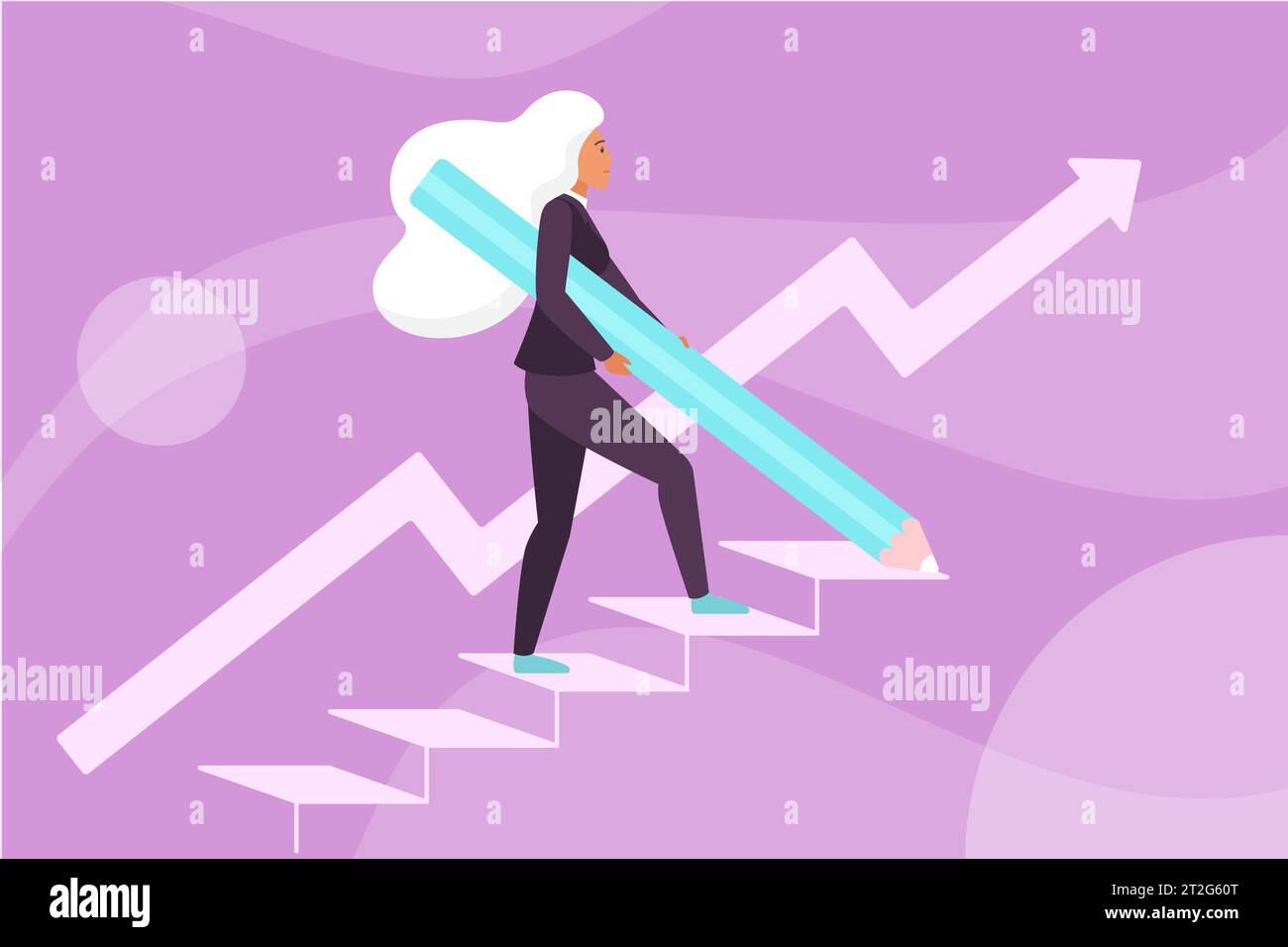Businesswoman career growth vector illustration. Cartoon tiny woman ...