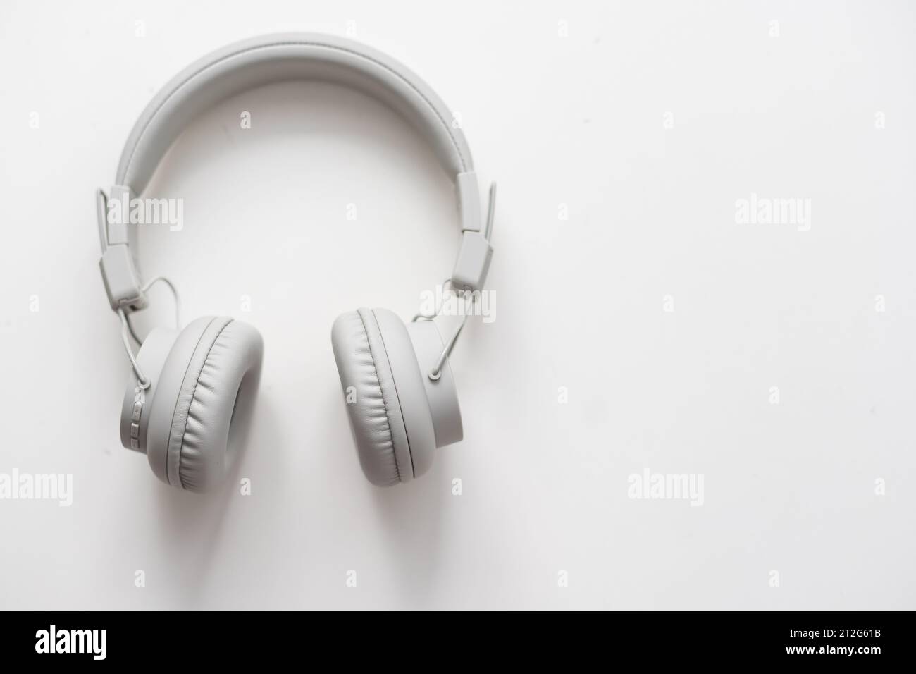 Gray wireless headphones on white background isolated close up, grey ...