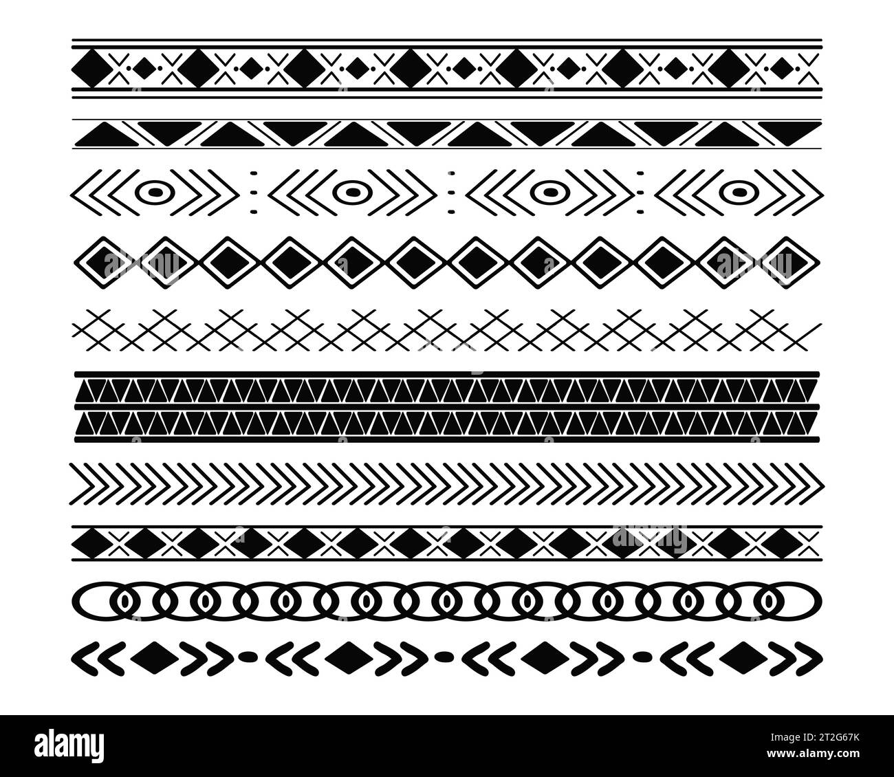 Set tribal ethnic arrow dividers, native indian bow boho in doodle ...