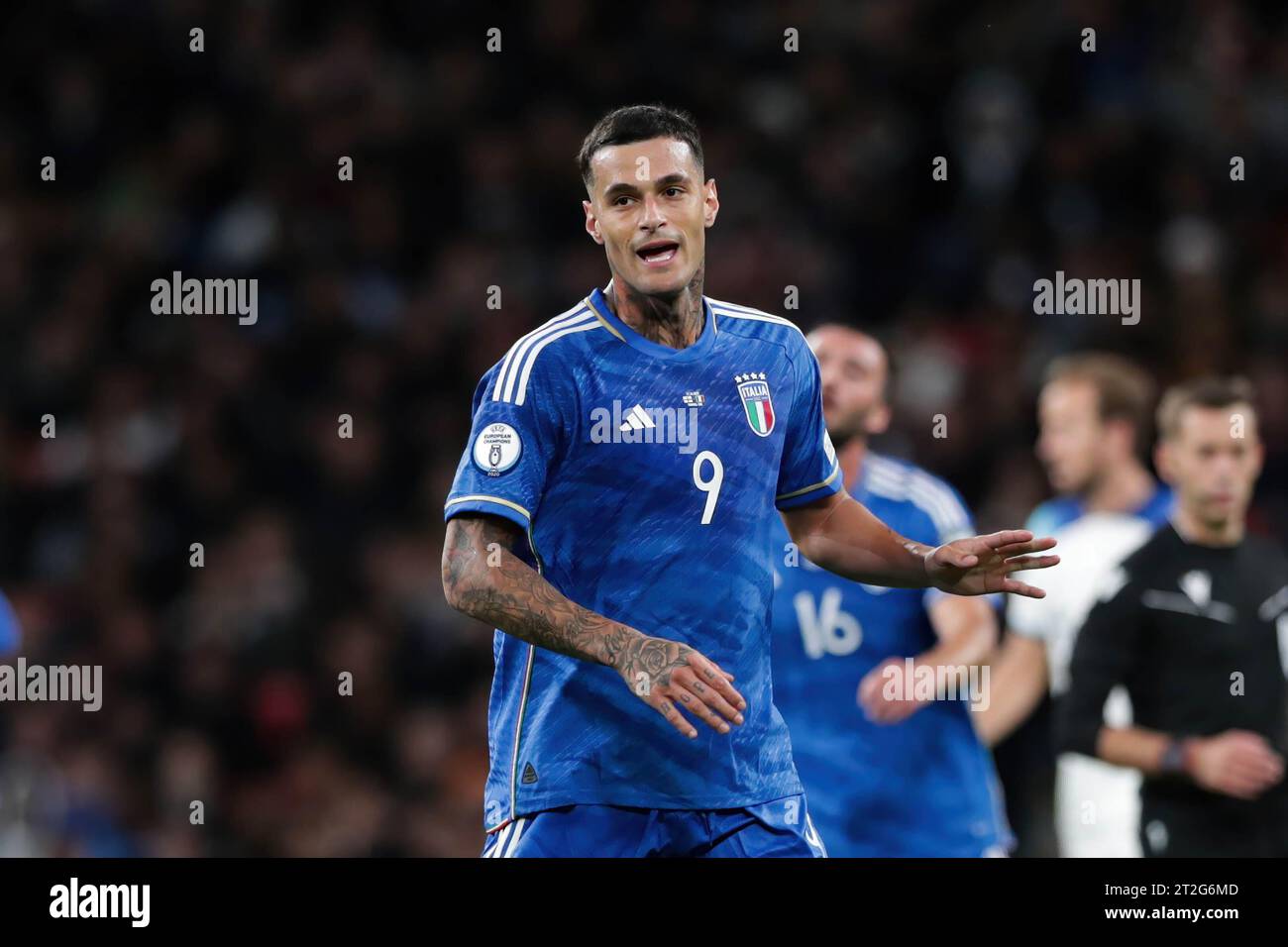 Gianluca Scamacca of Italy seen in action during the European ...