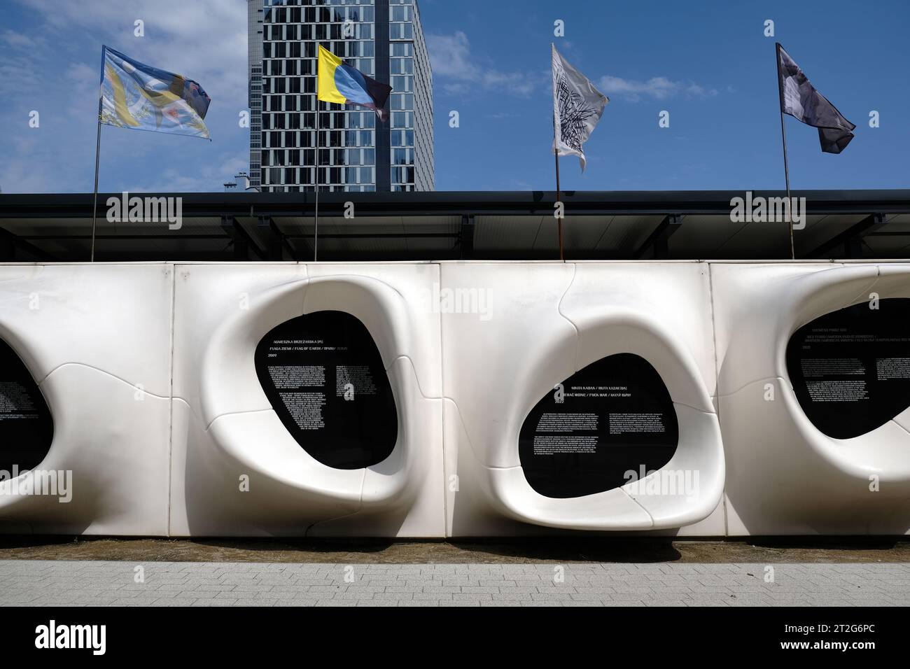 Warsaw, Poland - August 8, 2023. Amazing futuristic European Square in ...