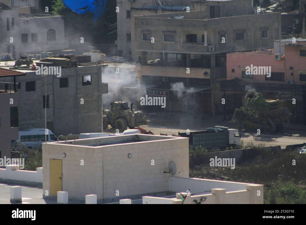 Smoke Rises From Homes And Roads During The Israeli Storming Of The