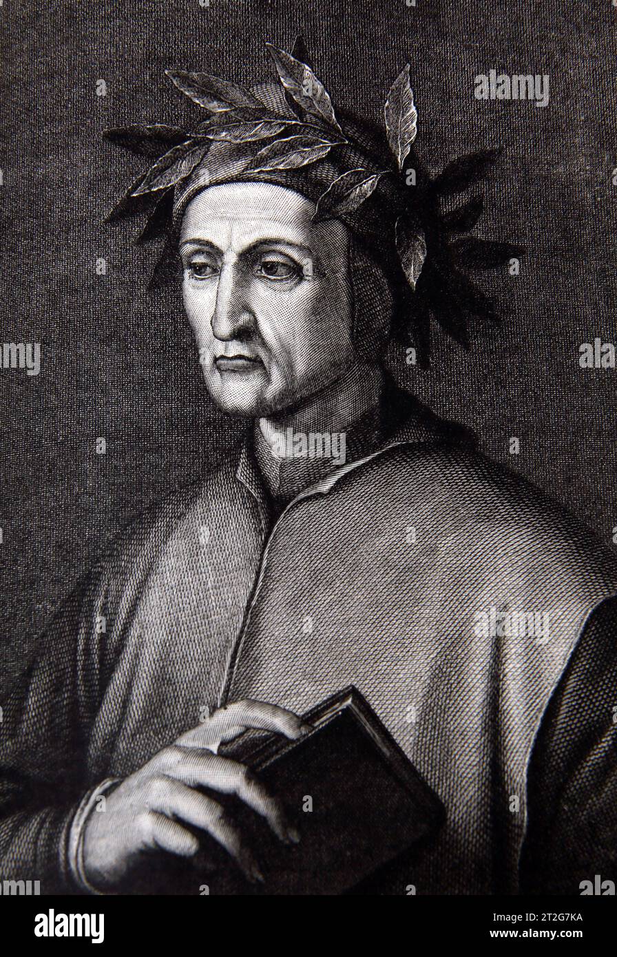 19th Century Illustration of Portrait Dante from The Sunday At Home ...