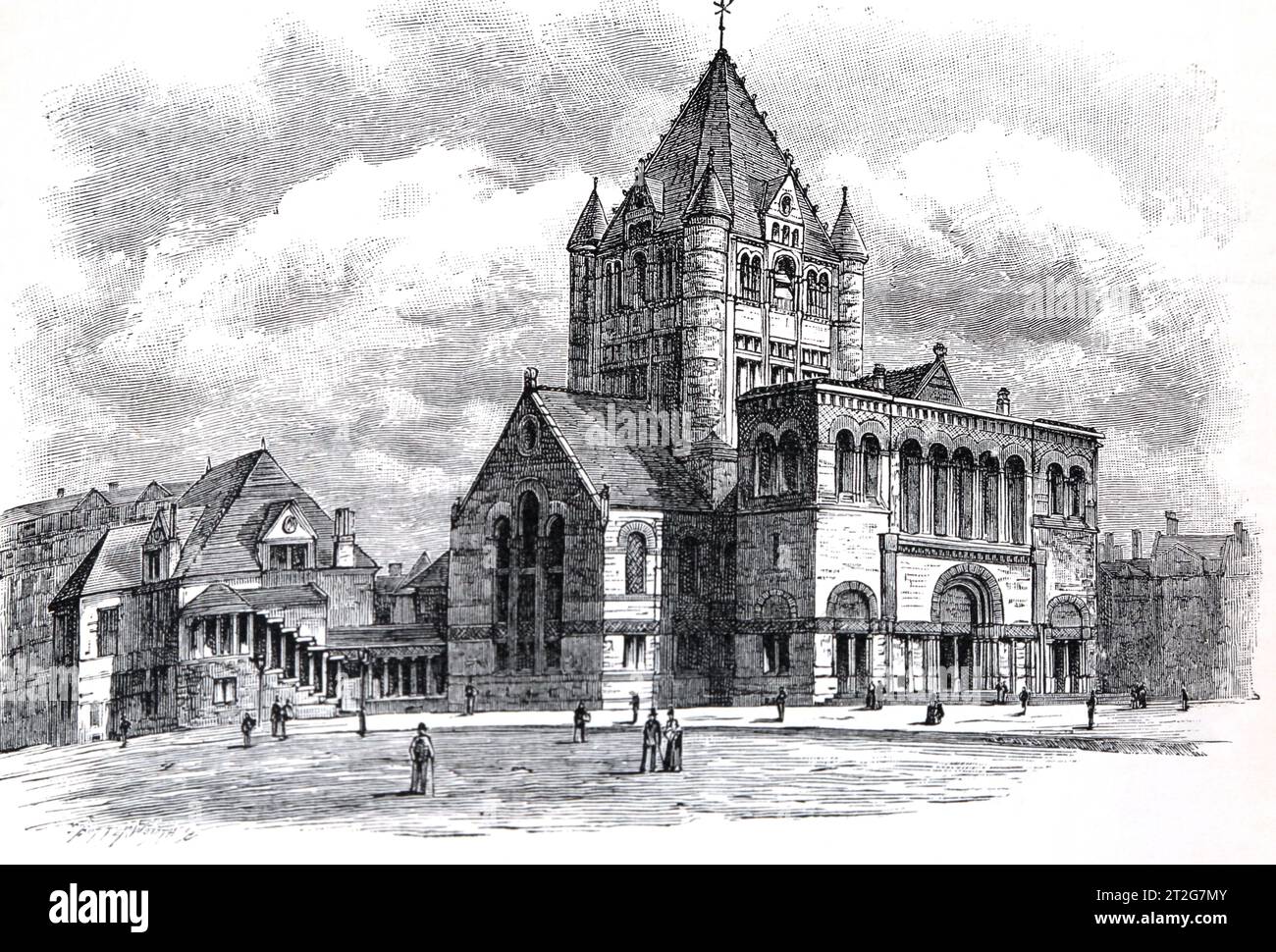 19th Century Illustration of Trinity Church Boston Massachusetts from ...