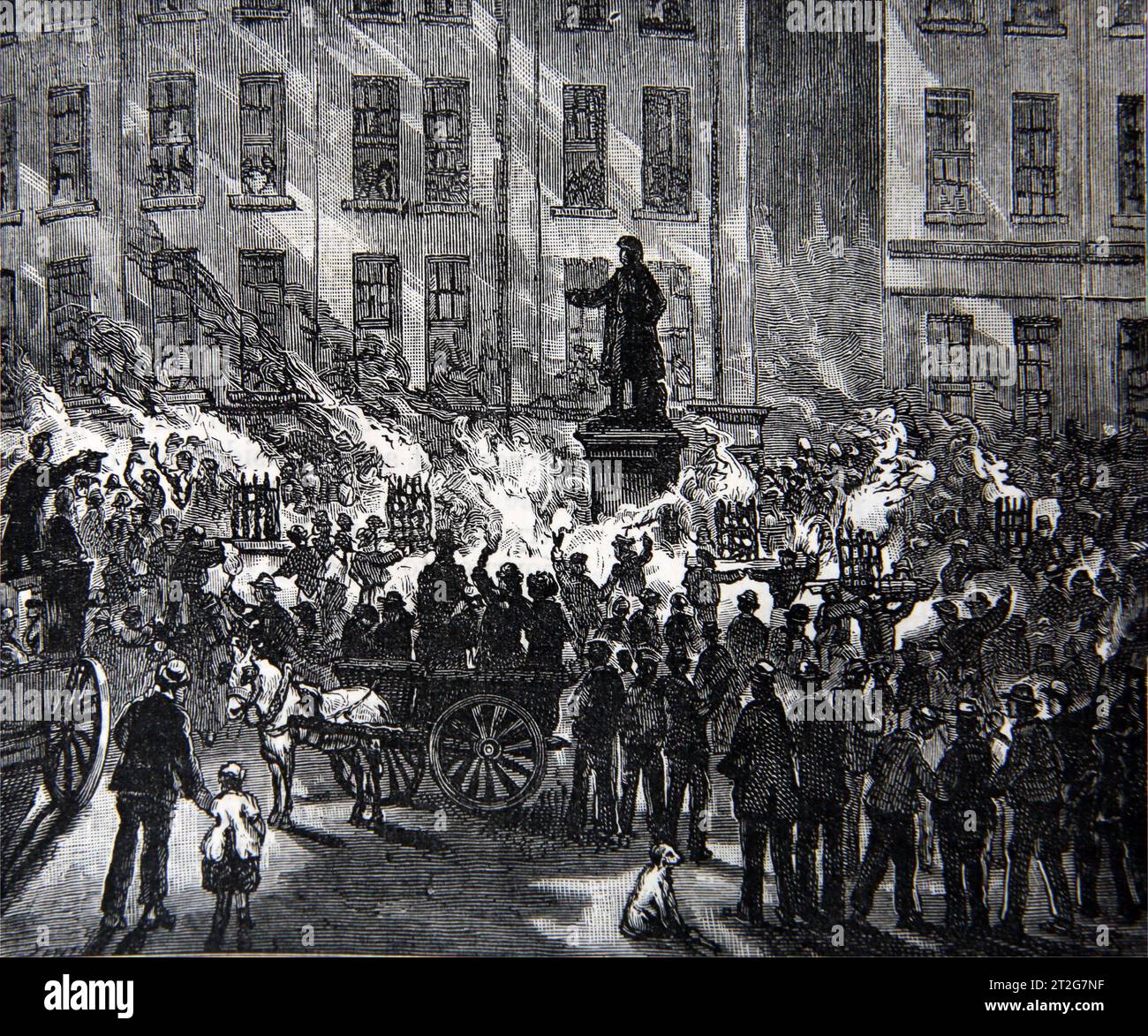 19th Century Illustration of Torchlight Procession in Cork on the ...