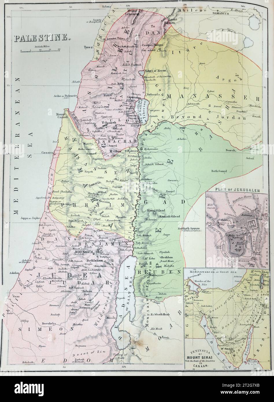 Map of Palestine (Book of Malachi) from 19th Century Holy Bible - The ...