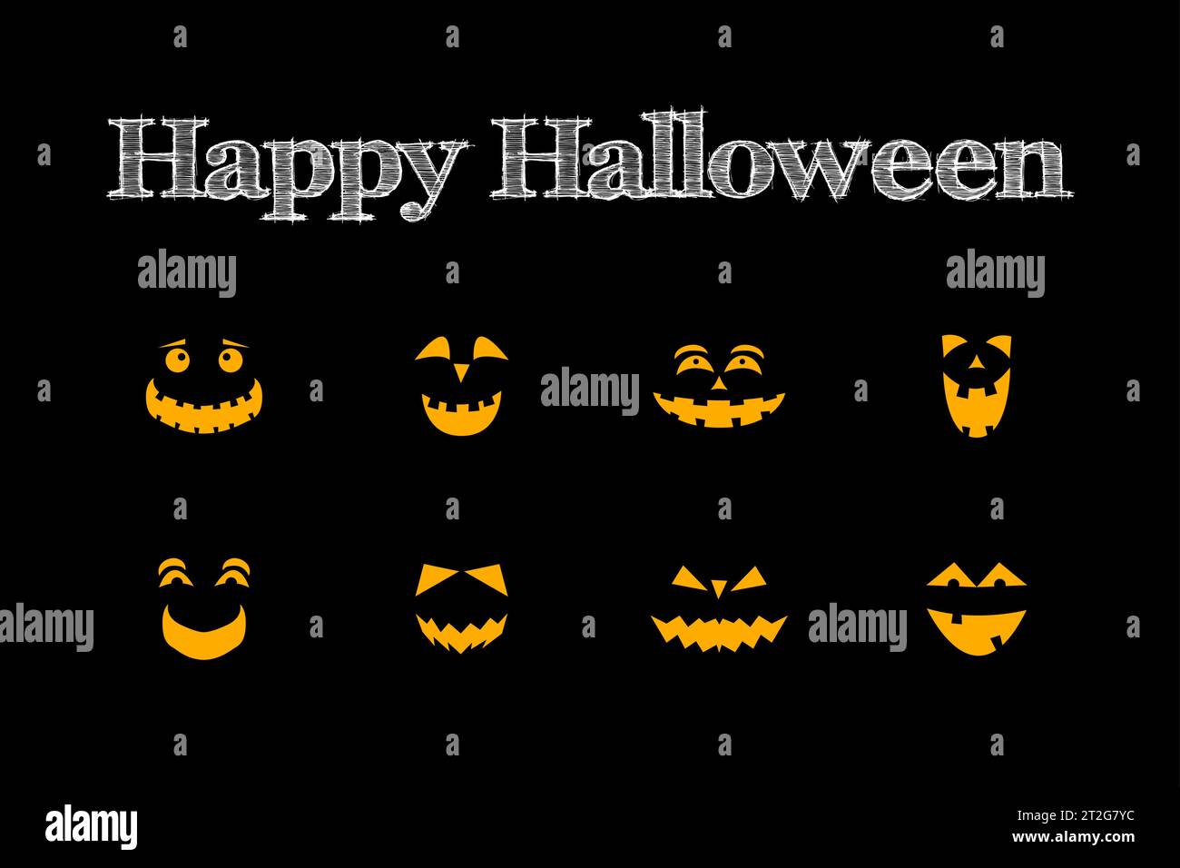 Spooky and funny faces for Halloween. Pumpkin face Halloween clipart ...
