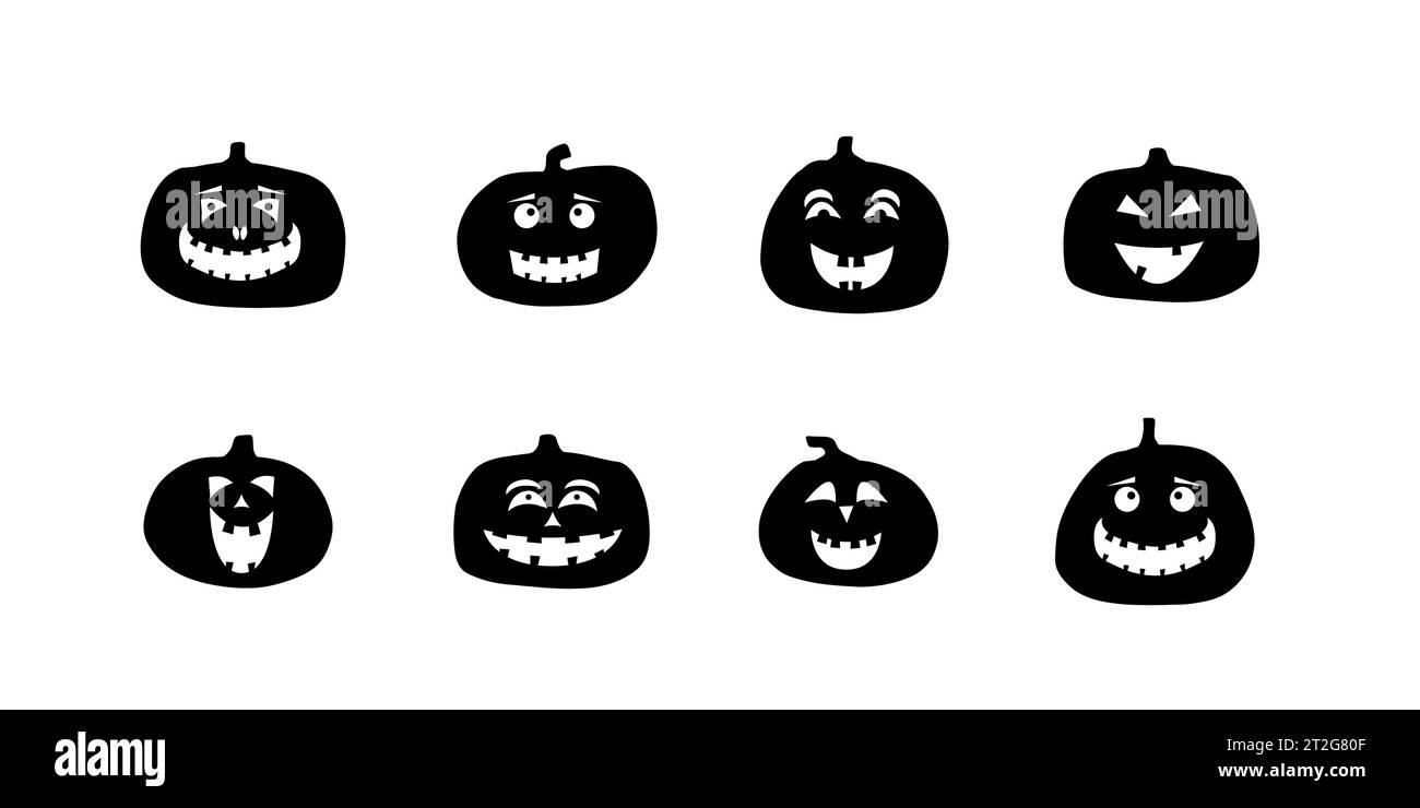Halloween happy pumpkin lantern set. Isolated jack-o-lanterns with ...