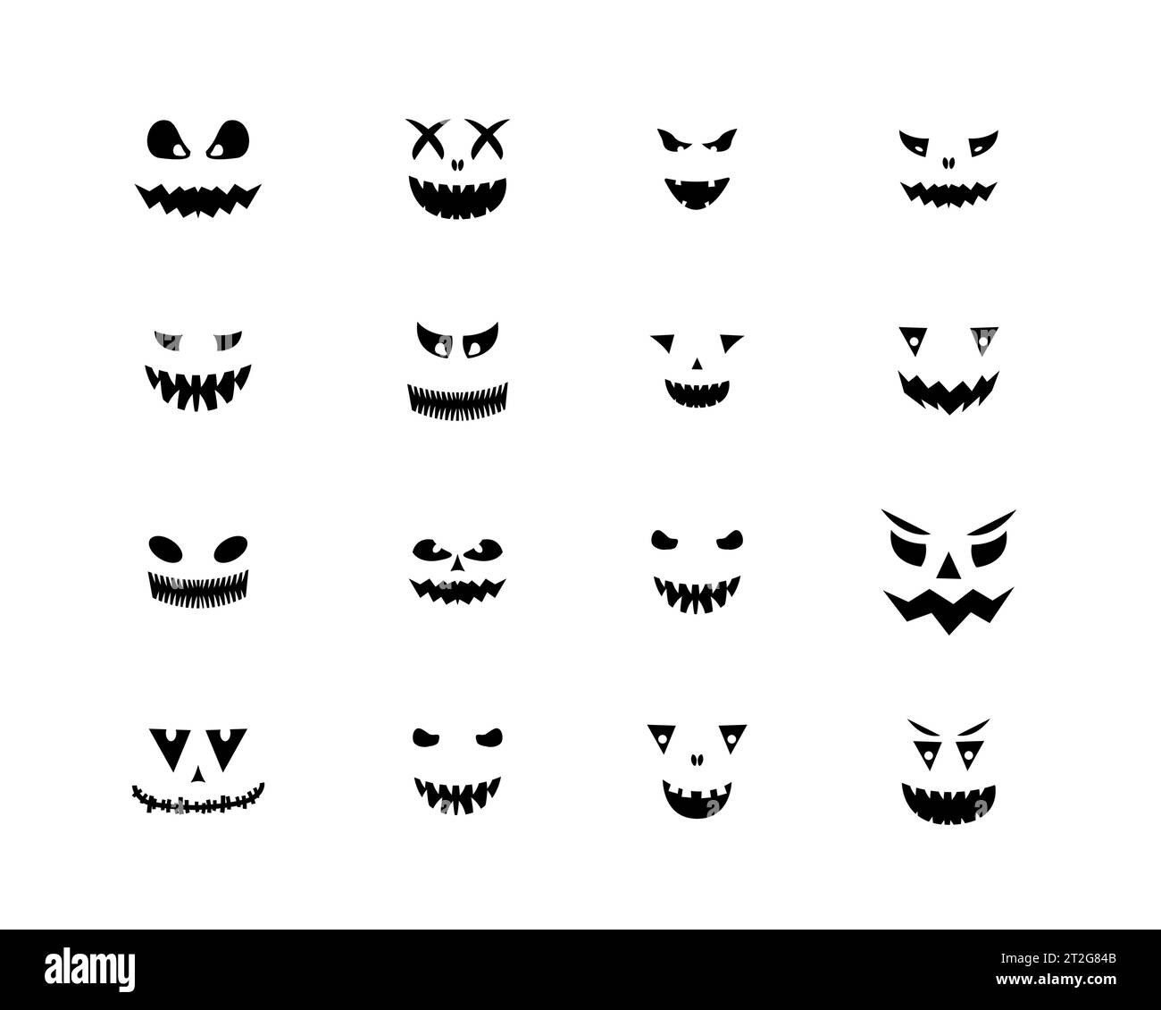 Scary and funny faces for Halloween. Pumpkin face Halloween clipart set ...