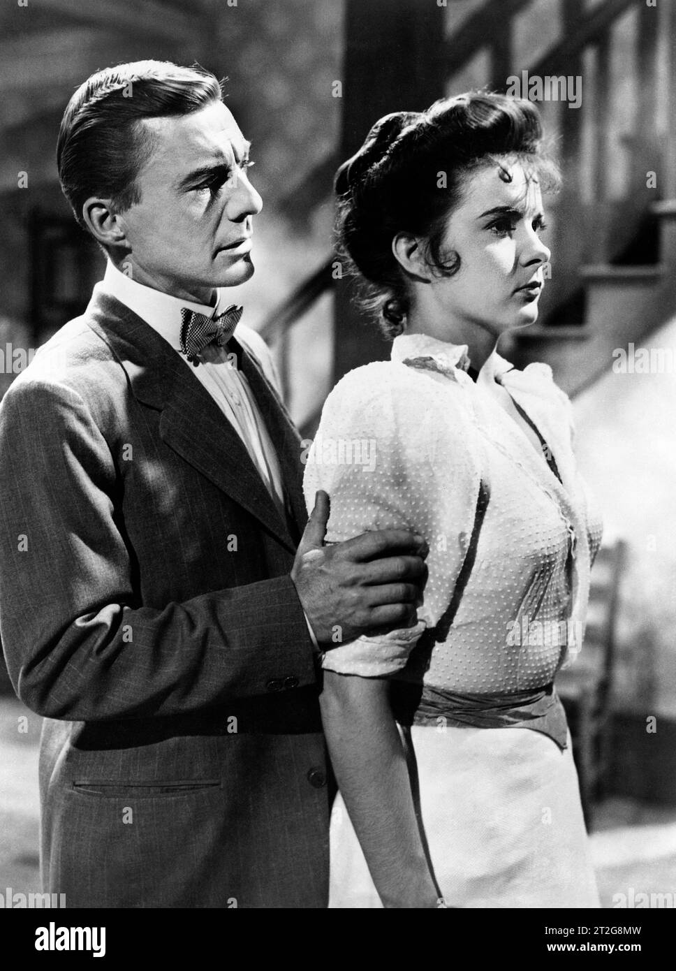 David Wayne, Jean Peters, on-set of the film, "Wait till the Sun Shines ...
